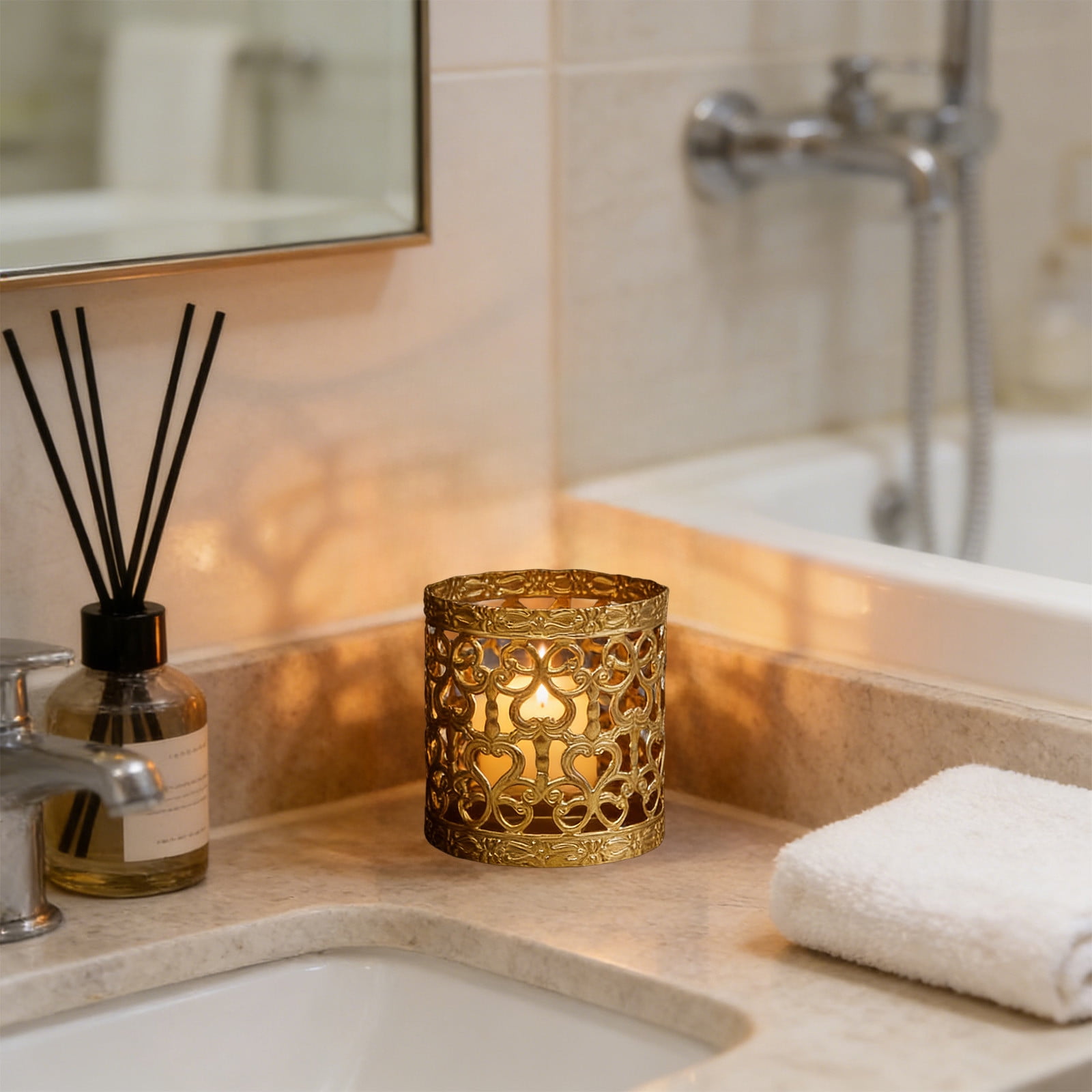 AuroraX Decorations Pillar Candle Holder,Decorative Gold Candlestick ...