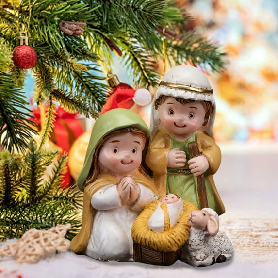 AuroraX Decorative Christmas Nativity Sets Resin Yellow Art Deco ...