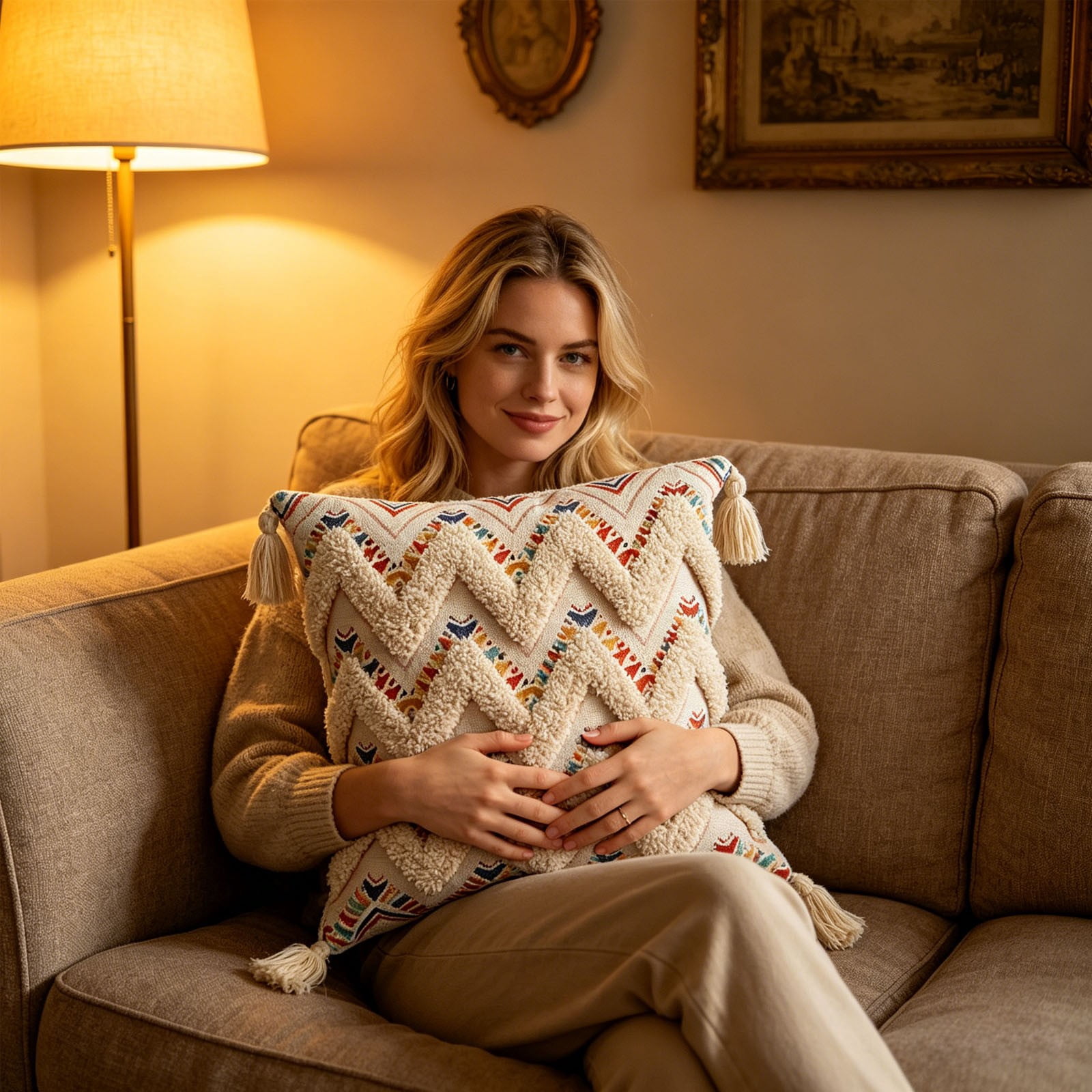 AuroraX Decorative Pillow Cover Cushion Cover with Tassels Boho Style ...