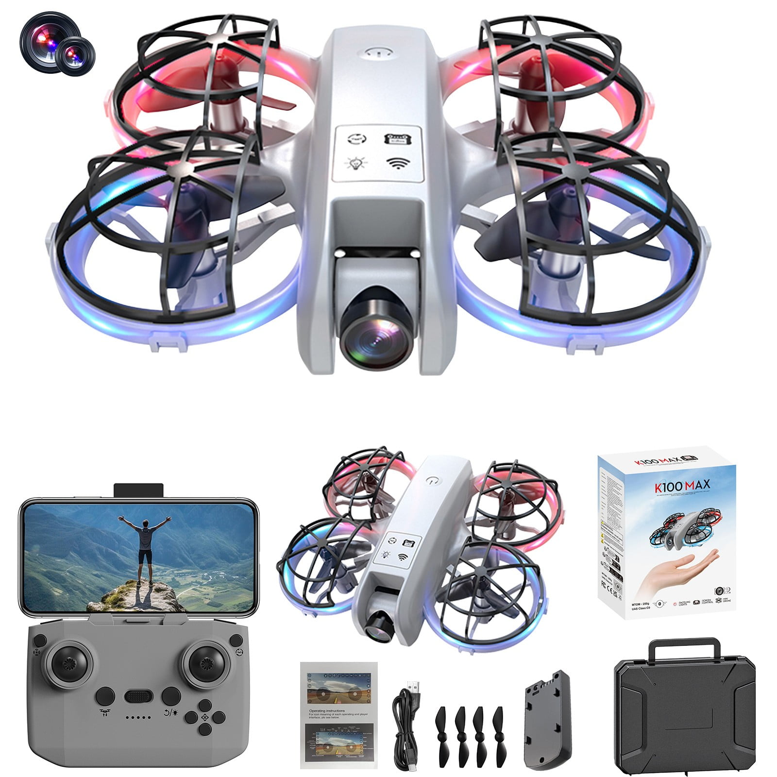 AuroraX Drone with Wifi and Camera 1080p Fpv Hover Drones with 3 Speed ...