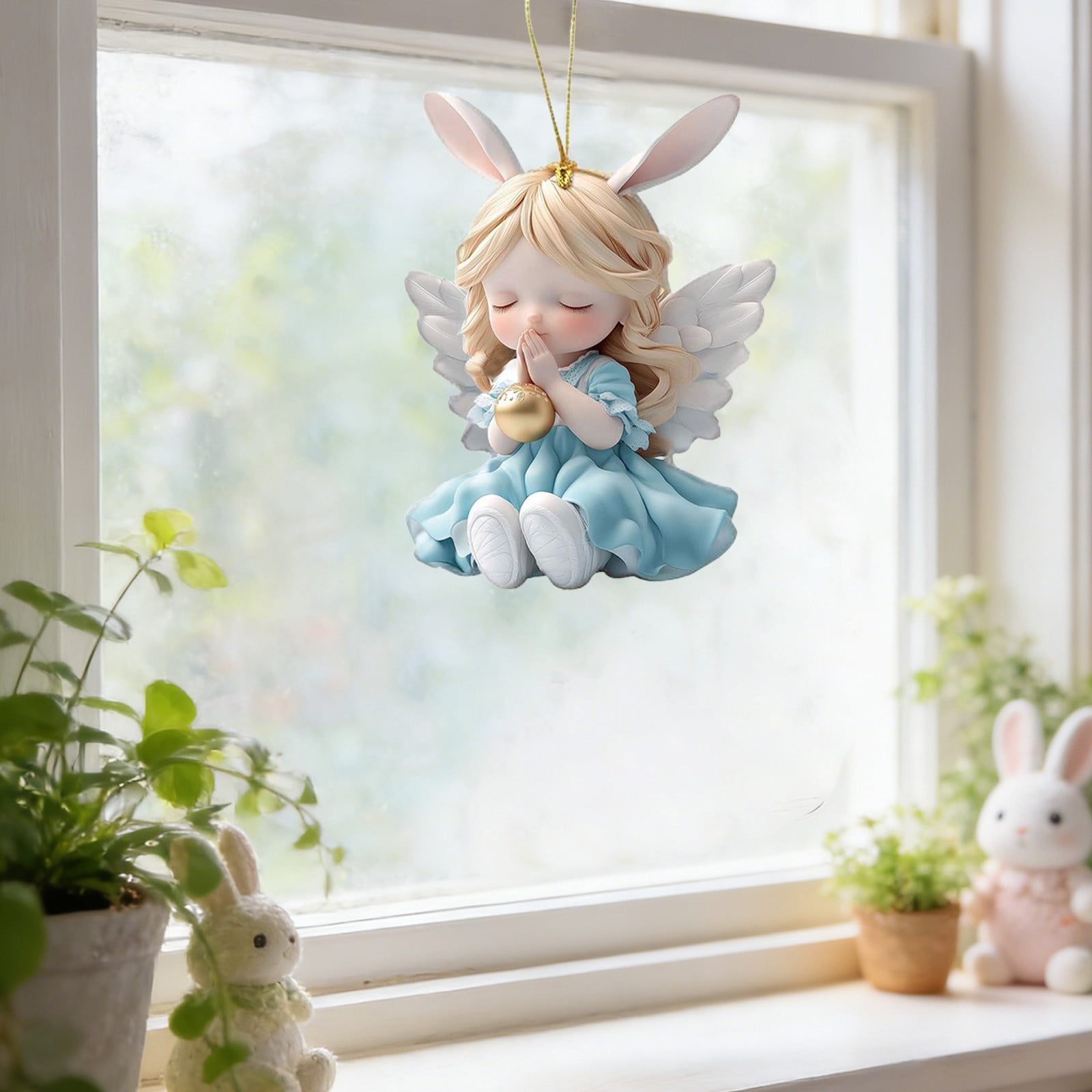 AuroraX Easter Bunny Angel Acrylic Hanging ornament Car Rearview Mirror ...