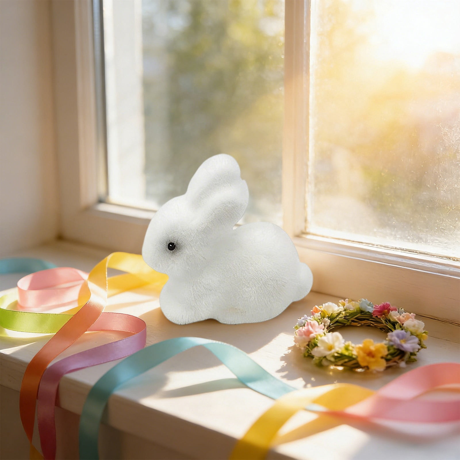 AuroraX Easter Bunny Foam Colorful Rabbits Flocking Rabbits Easter ...
