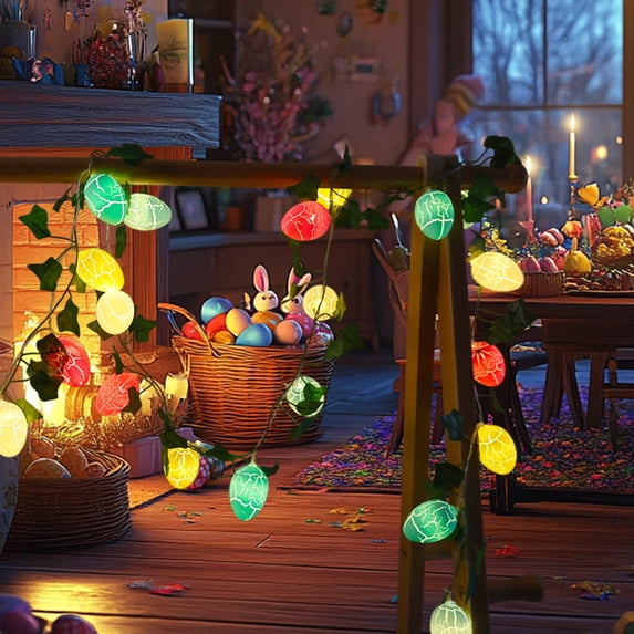 AuroraX Easter Egg String Lights 5 Ft 10 Led Crackled Egg Fairy Lights ...