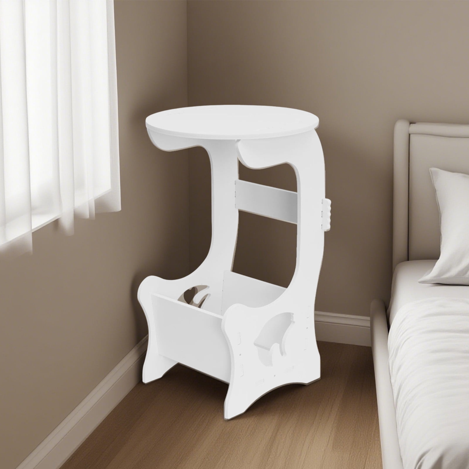 AuroraX End Tables Living Room Mini Dorm Decor Rustic White with ...