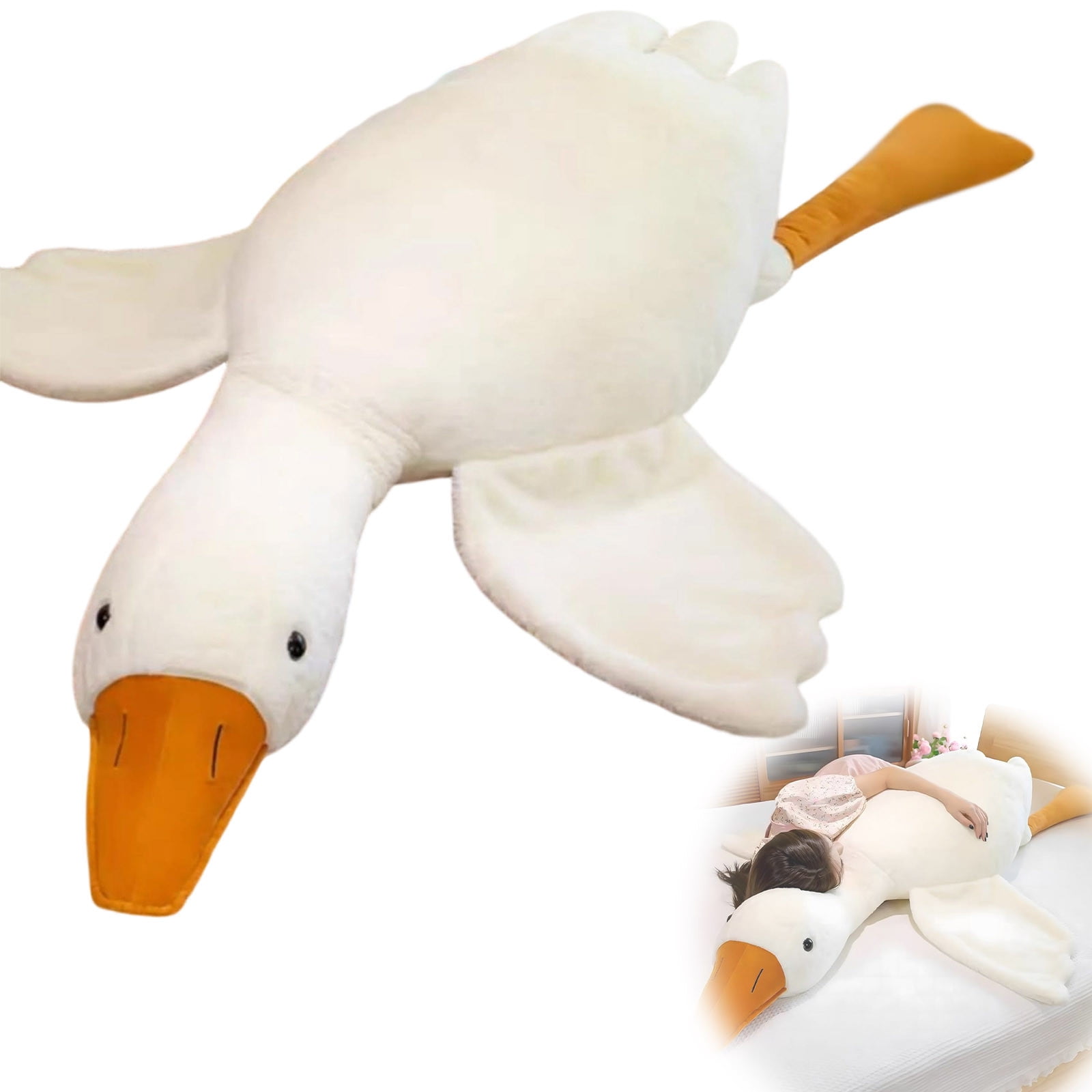 AuroraX Giant White Goose Stuffed Animals Cute Weighted Ultrasoft Body ...