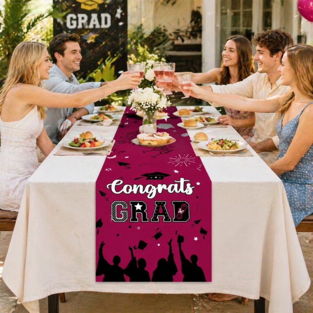 AuroraX Graduation Linen Table Runner Elegant Graduation Table Runner ...