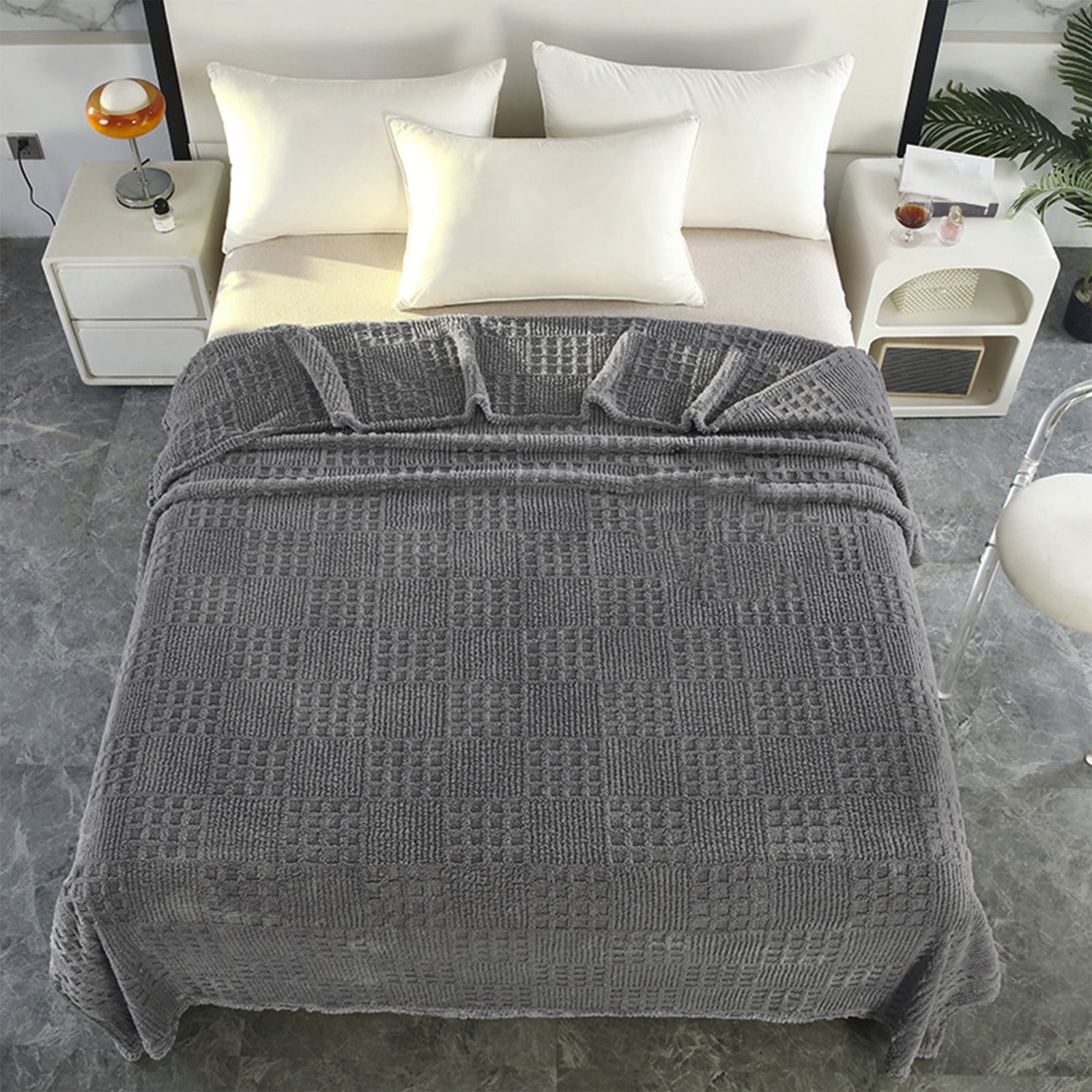 AuroraX Gray Blankets and Throws Fluffy Breathable Warm Fleece Throw ...