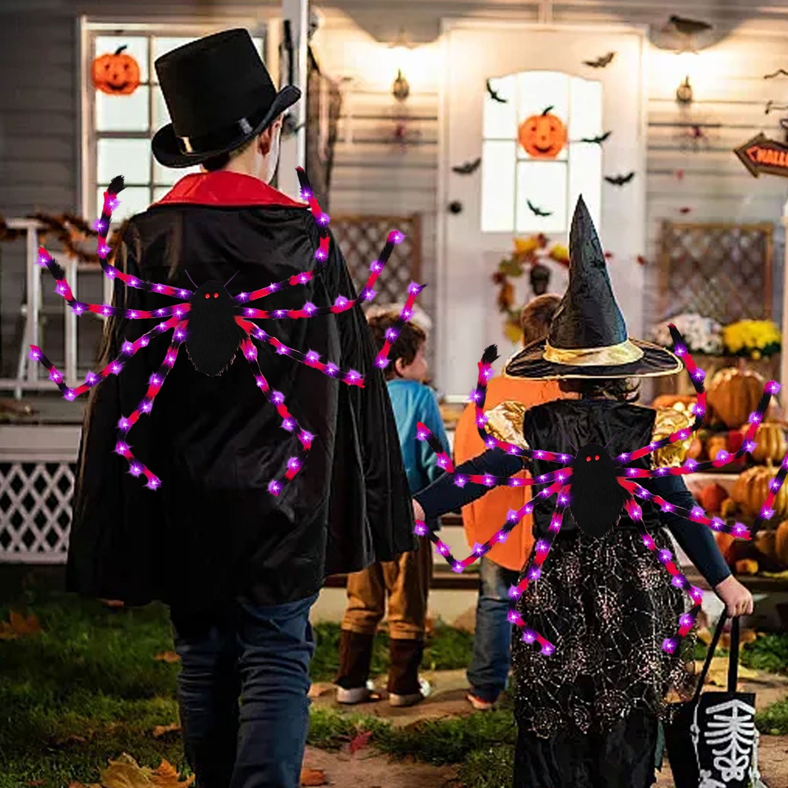 AuroraX Halloween Decorations Lighted Spider Flock Dolls with 8 LED ...