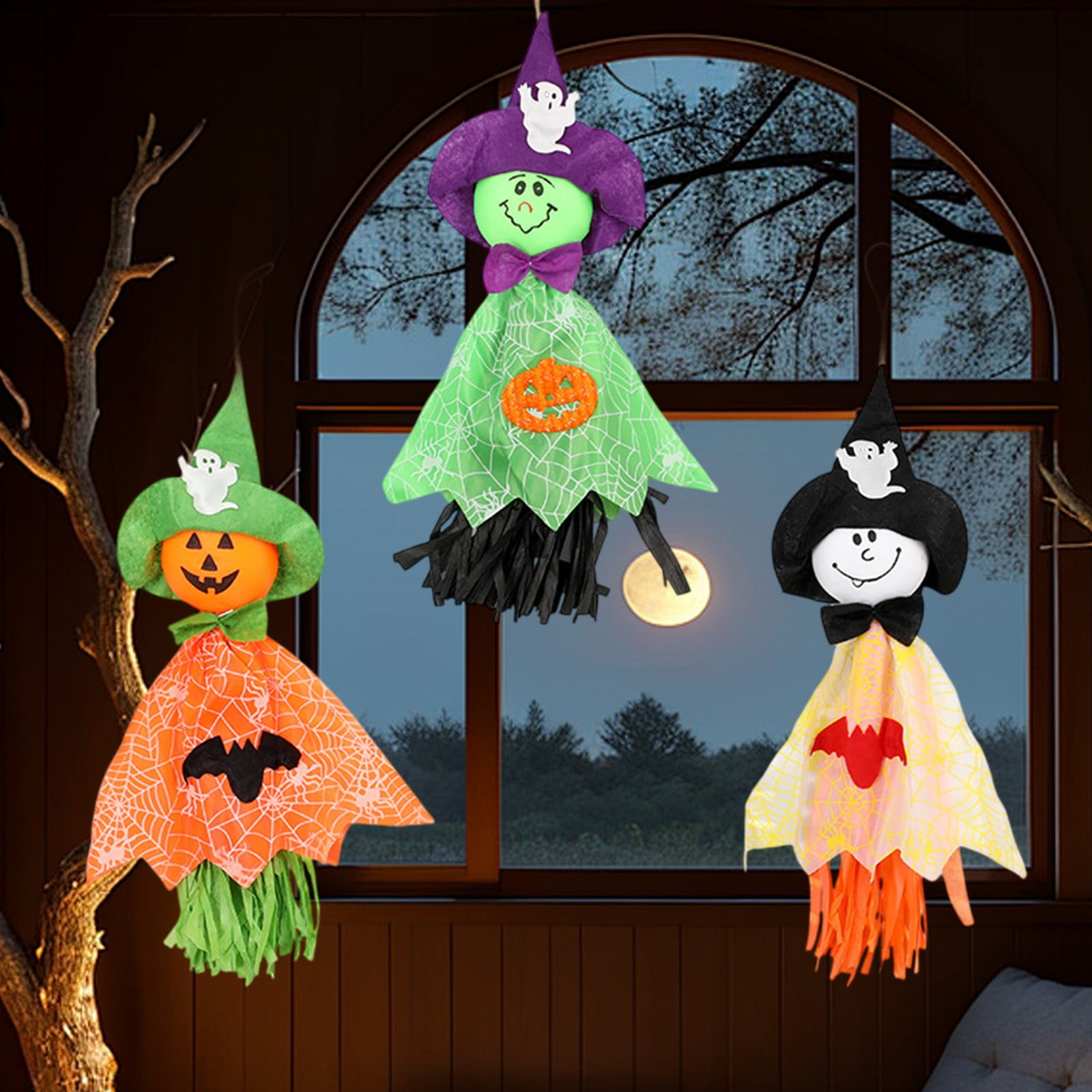 AuroraX Hanging Halloween Decorations Indoor Witch 3 Pcs Cute Halloween ...