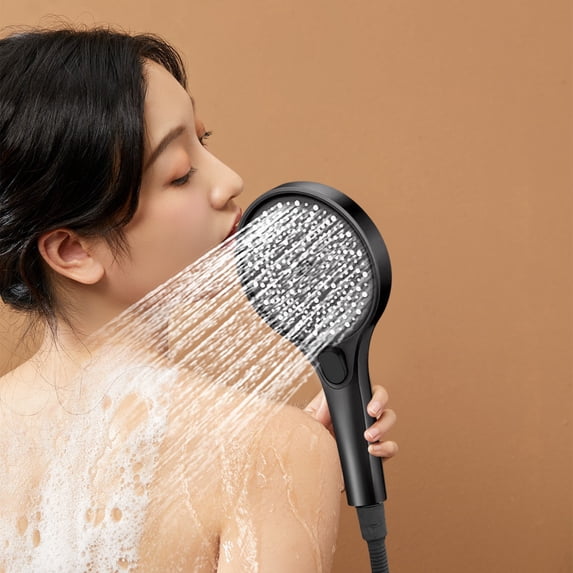 AuroraX High Pressure Shower Head,Black Rainfall Handheld Showerhead ...