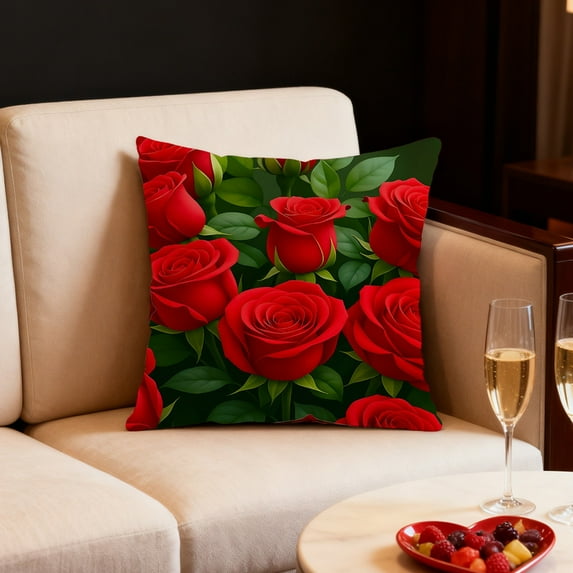 AuroraX Holiday Throw Pillow Cover 18x18 inch,Soft Accent Rose Shaped ...