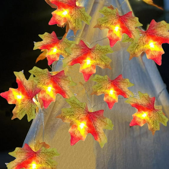 AuroraX Lighted Garlands USB-Charing Fall String Lights Maple Leaves ...