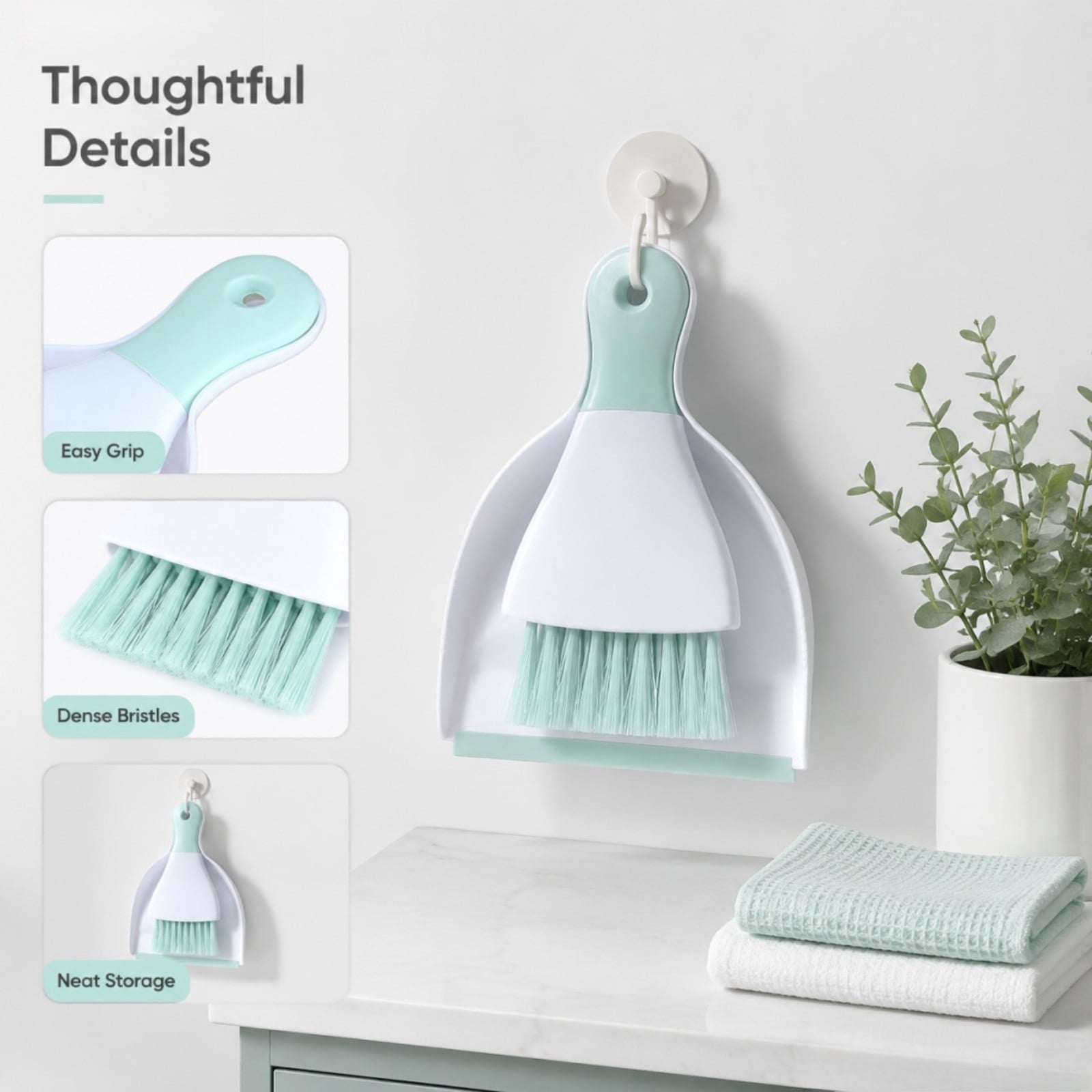 AuroraX Mini Desktop Broom Set Compact Broom with Dustpan Portable ...