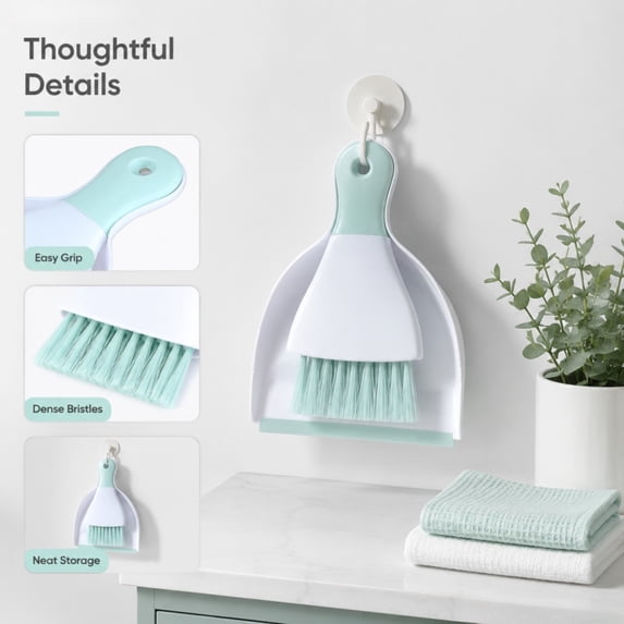 AuroraX Mini Desktop Broom Set Compact Broom with Dustpan Portable ...