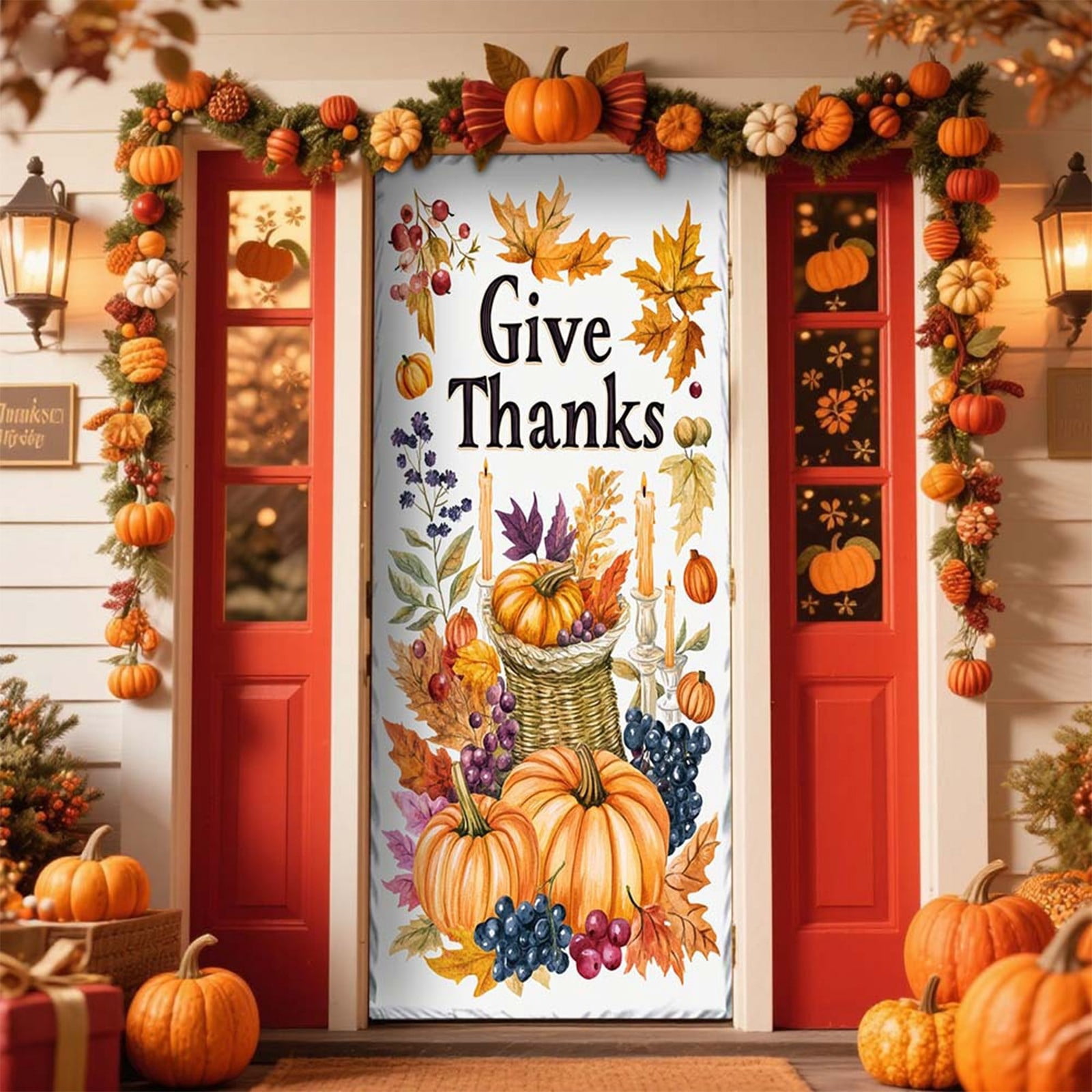 AuroraX Outdoor Thanksgiving Decorations Hanging Turkey 78x35 in Fabric ...