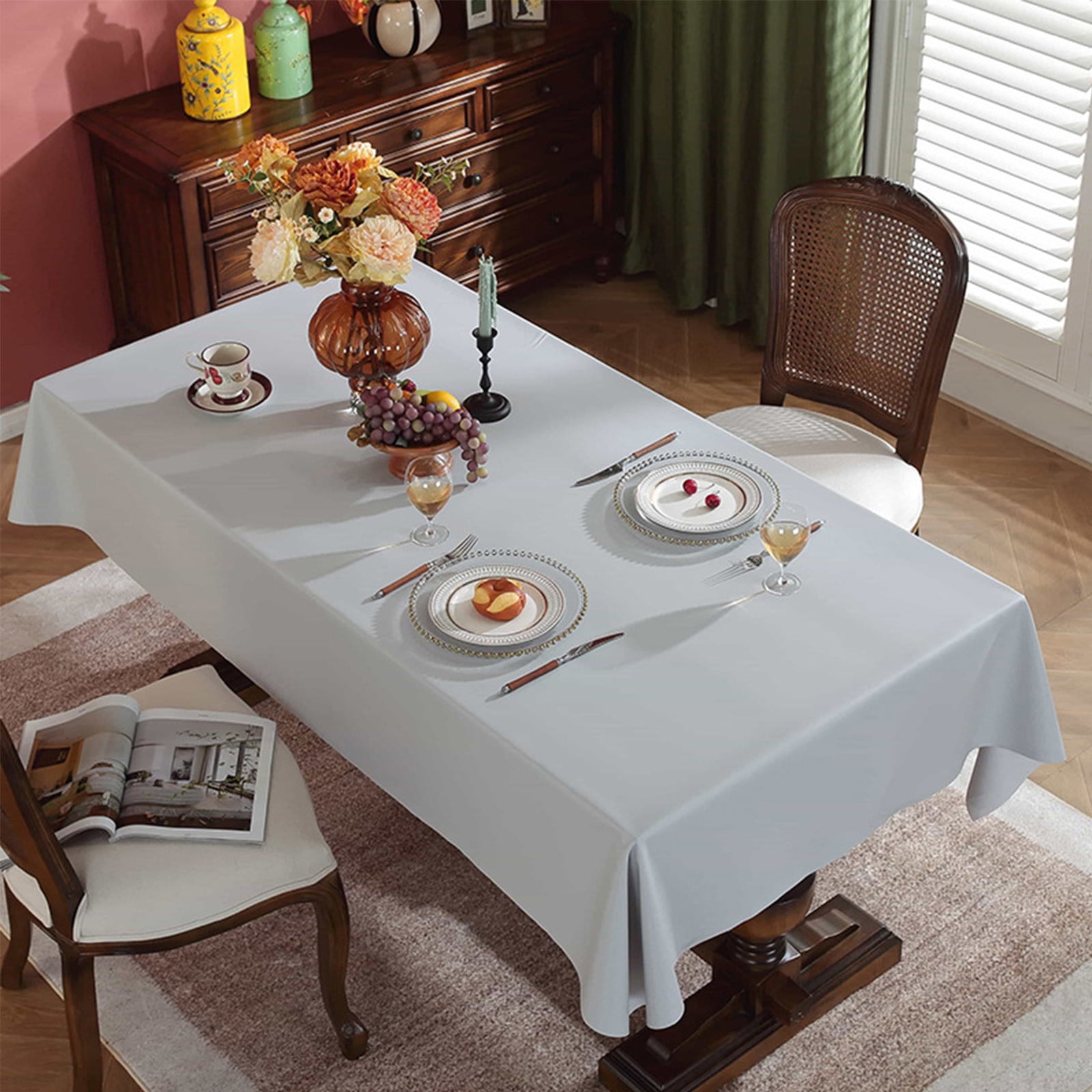AuroraX Party Rectangular Tablecloth Outdoor Table Cloth Light blue ...