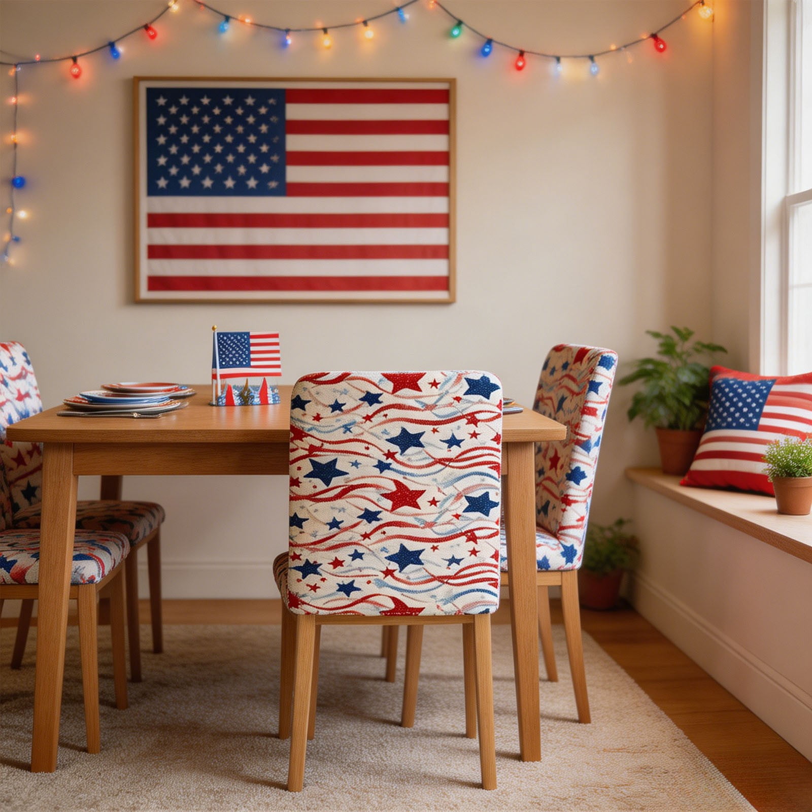 AuroraX Patriotic Chair Covers 4th Of July Chair Slipcovers Polyester ...