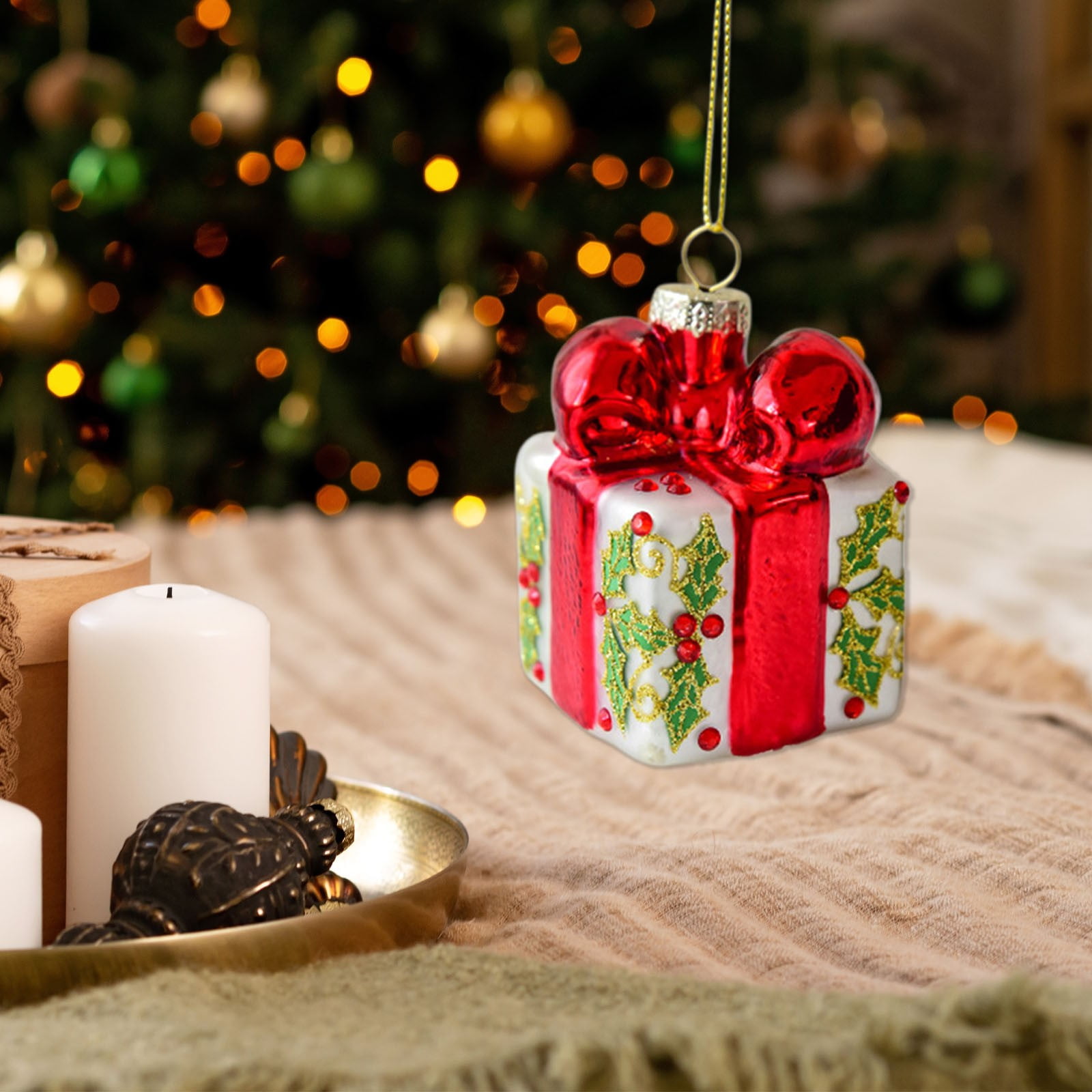 AuroraX Personalized Christmas Decorations Glass Rotating Hanging Mini ...