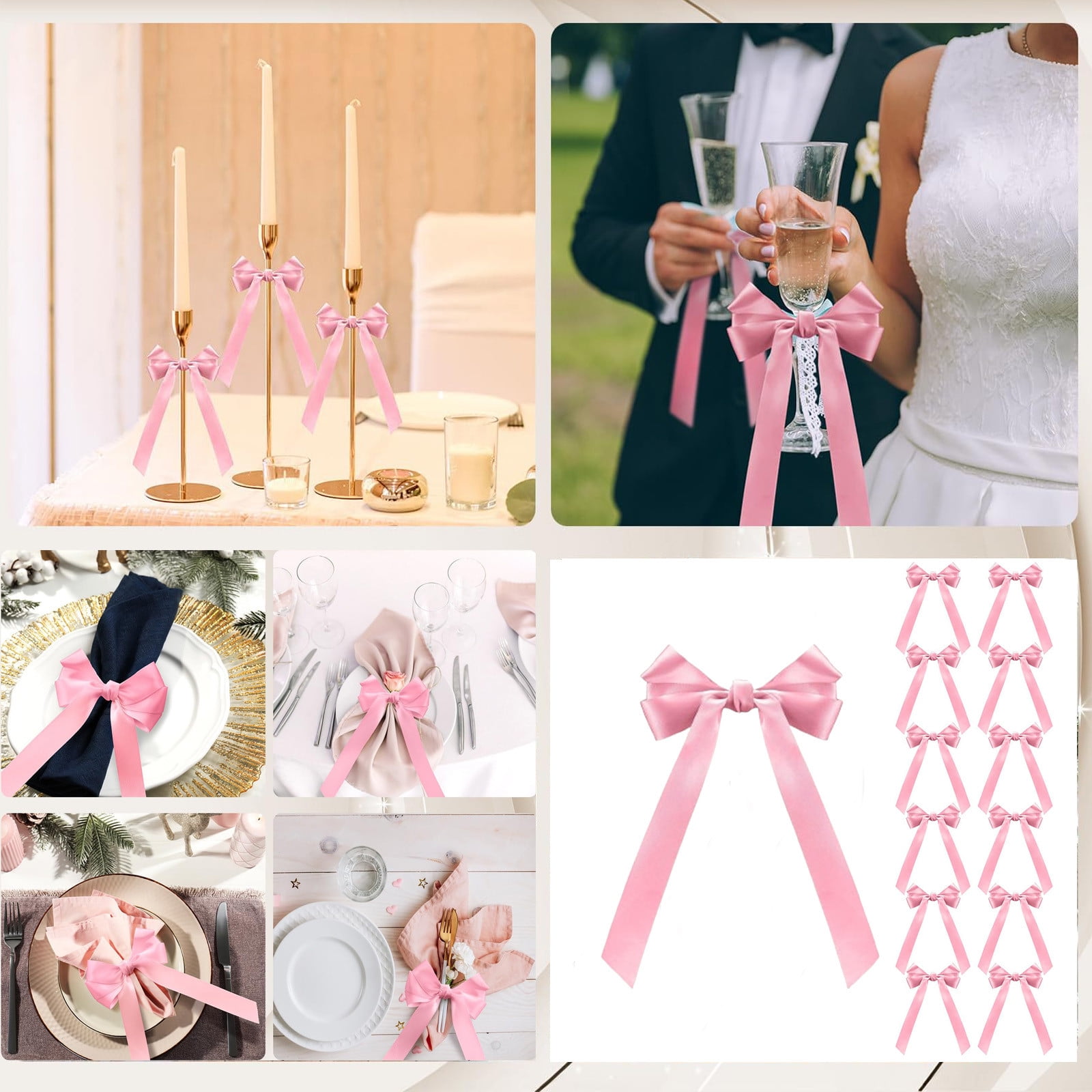 AuroraX Pink Bows for Gift Wrapping,Small Bows Wedding Party Candle ...