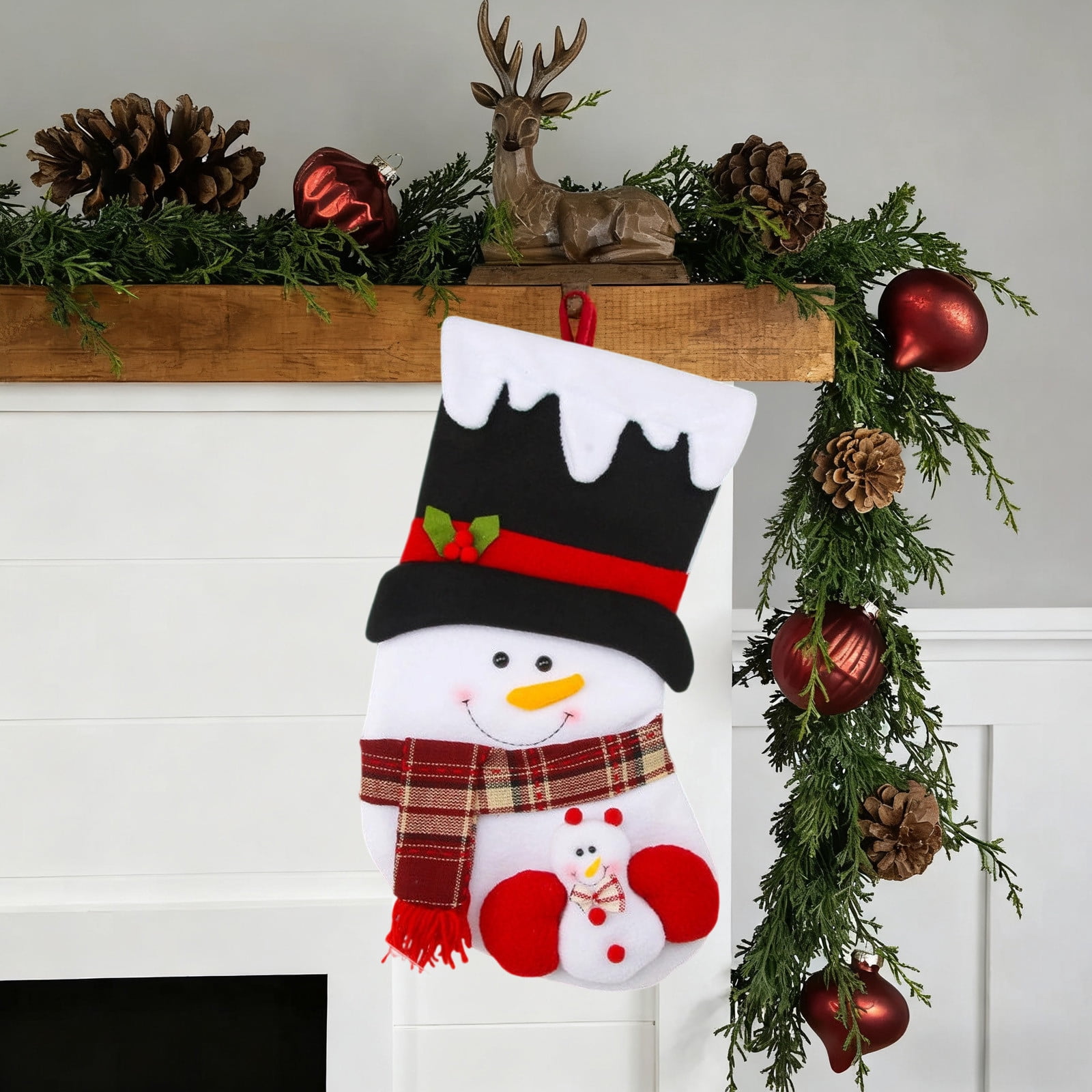 AuroraX Plush Christmas Stocking Cute Stylish Knitted Embroidered ...