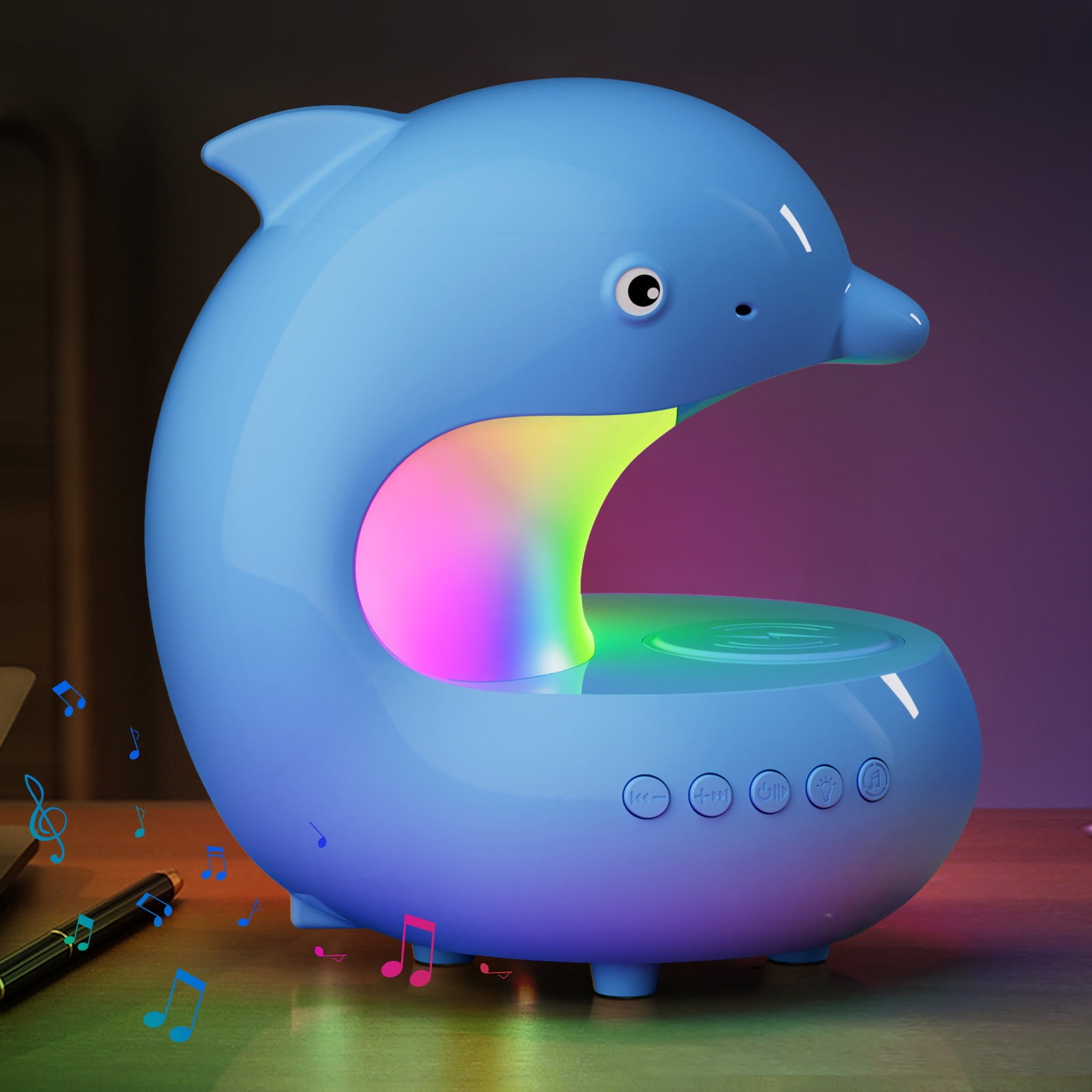 AuroraX Portable 3-In-1 Wireless Charger Bluetooth Speaker Bedside Lamp ...