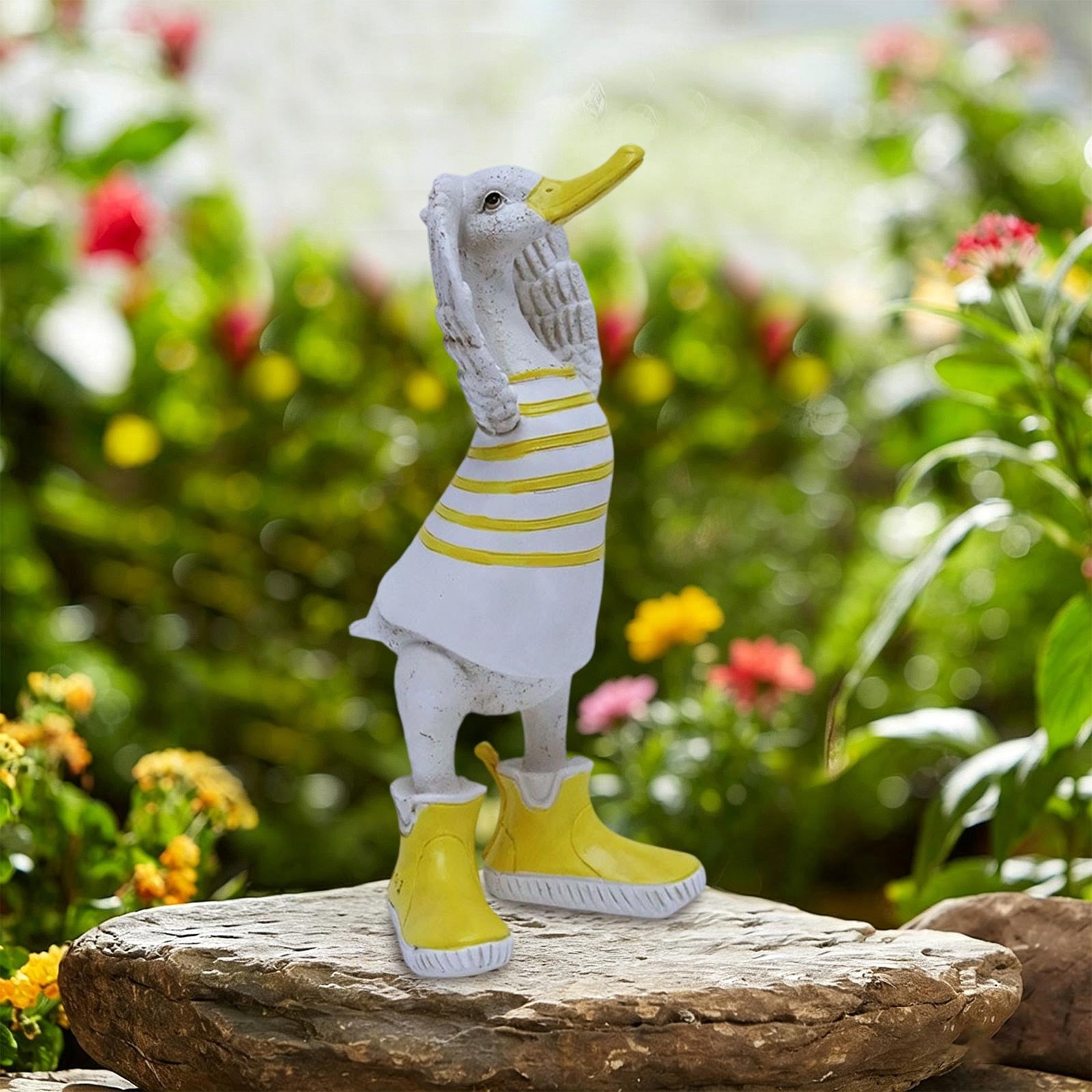 AuroraX Resin Duck Garden Statue Duck Lawn Ornament Resin Hand Painted ...