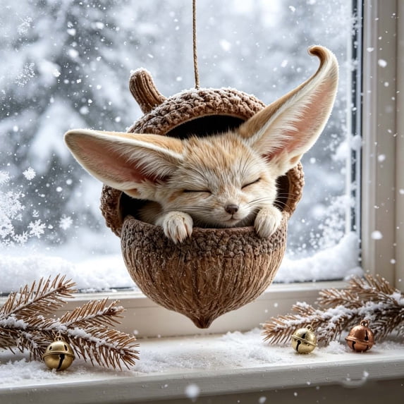 AuroraX Sleeping Fennec Fox Fennec Fox Hanging Compact 8cm Hand Painted ...