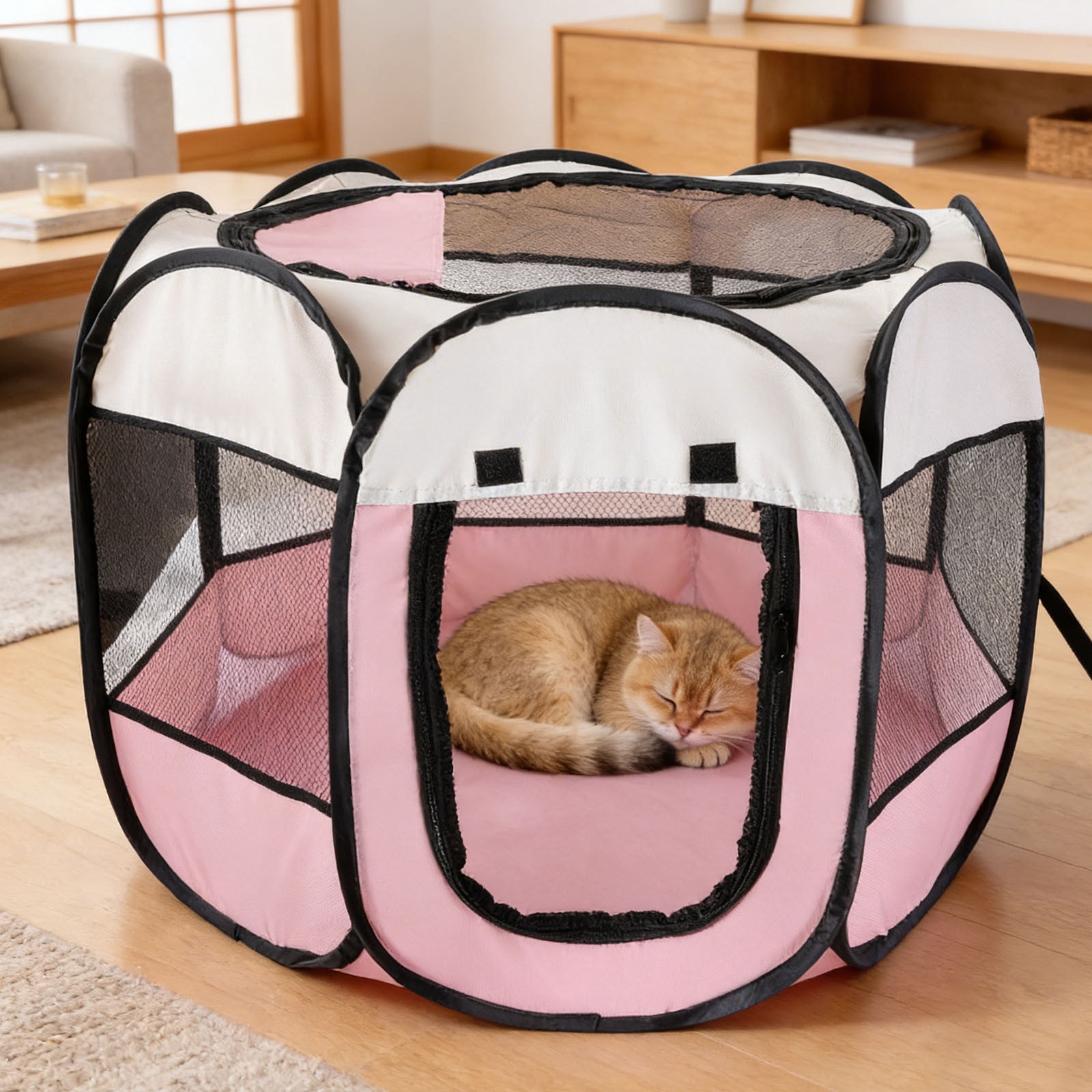 AuroraX Small Octagon Pet Playpen Foldable Playpen with Zipper Blue ...