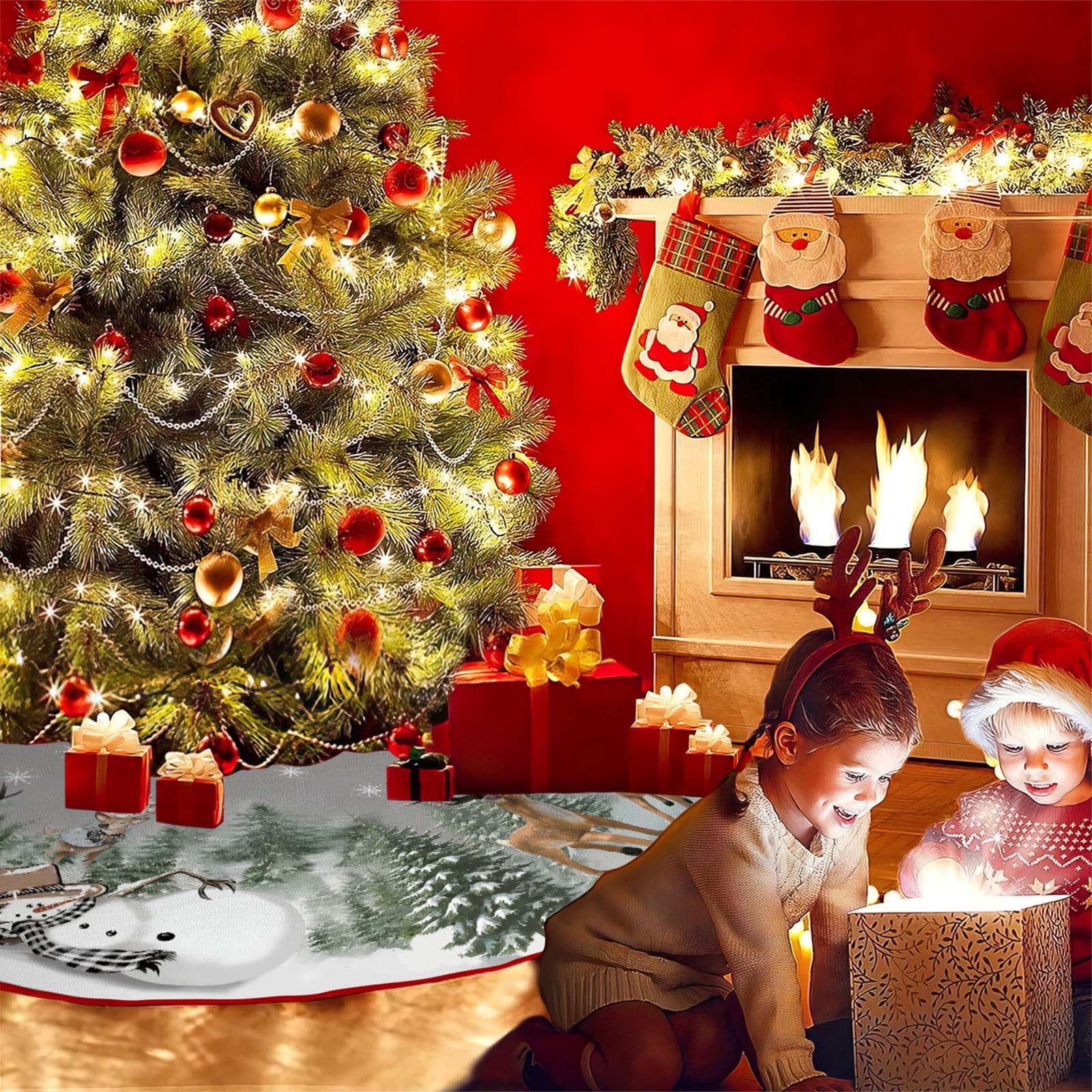 AuroraX Soft Christmas Tree Skirts White Weighted 29.9 Inches Velvet ...