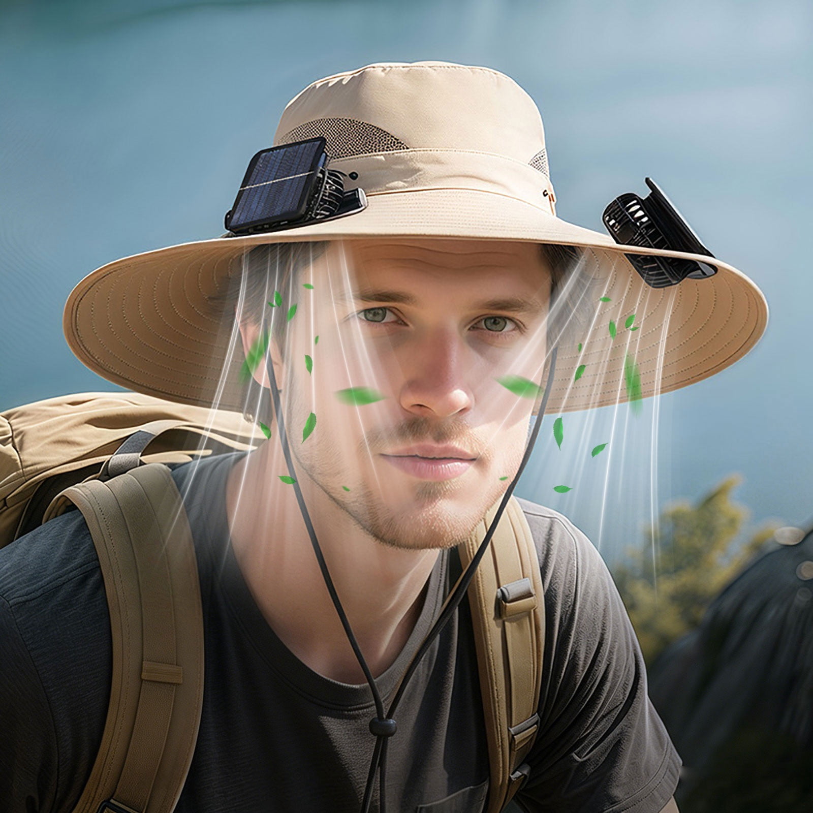 AuroraX Solar Powered Fishing Hat Outdoor Sun Hat with Fan Adjustable ...