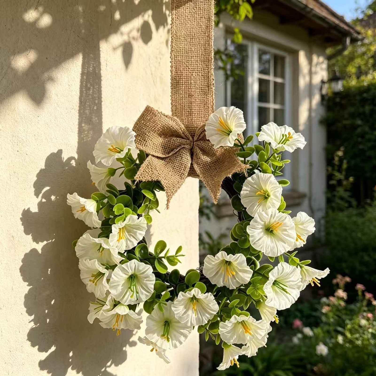 AuroraX Spring Faux Wreath Decor Front Door Hanging Wreath Simulated ...
