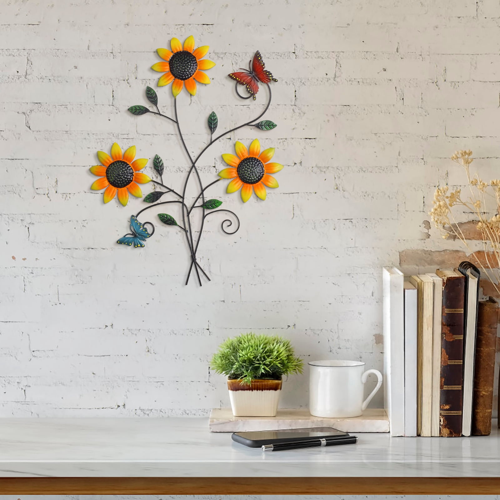 AuroraX Sunflower Metal Wall Decor Wrought Iron Sunflower Art Rustic ...