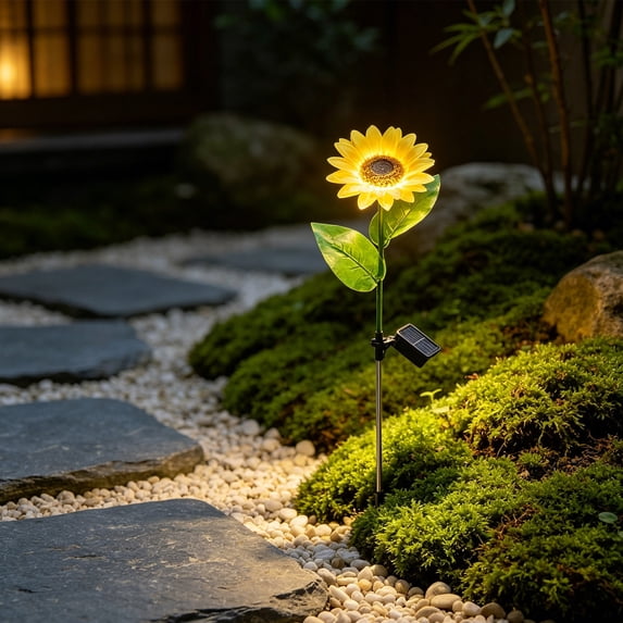 AuroraX Sunflower Solar Lights Outdoor for Lawn LED Decorative ...