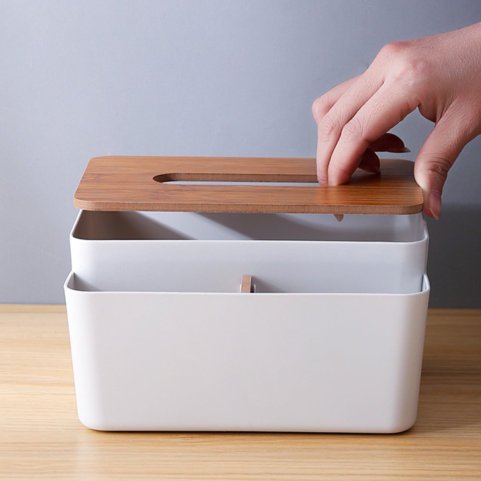 AuroraX Tissue Box Cover, Rectangular Large Capacity with 2 Storage ...