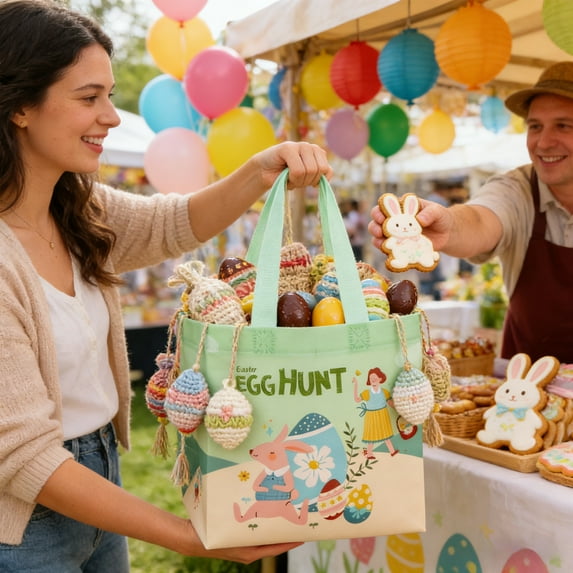 AuroraX Treat Bags Gift Bags with Handles,Reusable Easter Large Party ...