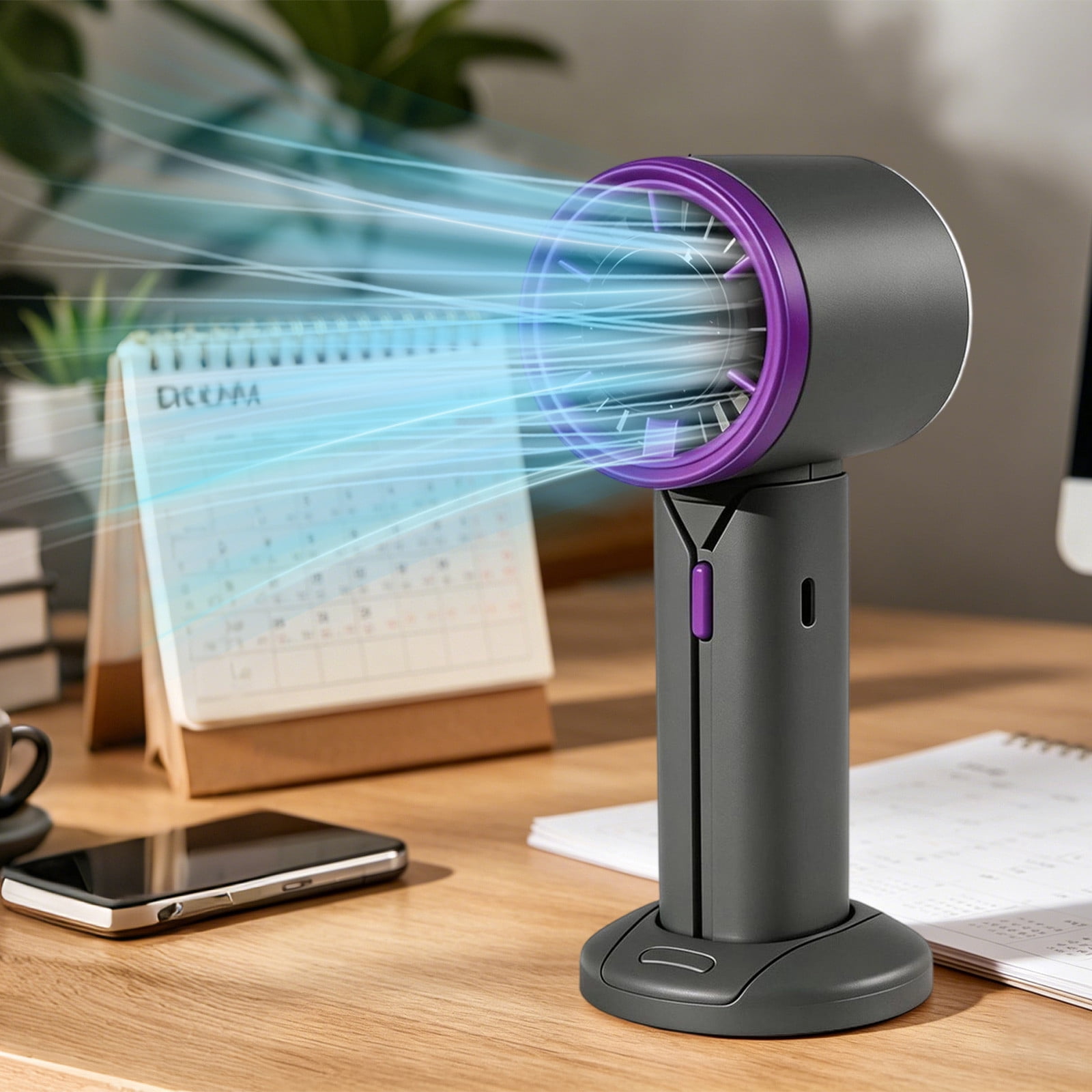 AuroraX USB Rechargeable Handheld Fan 6 Speeds Travel Fan Mini Digital ...