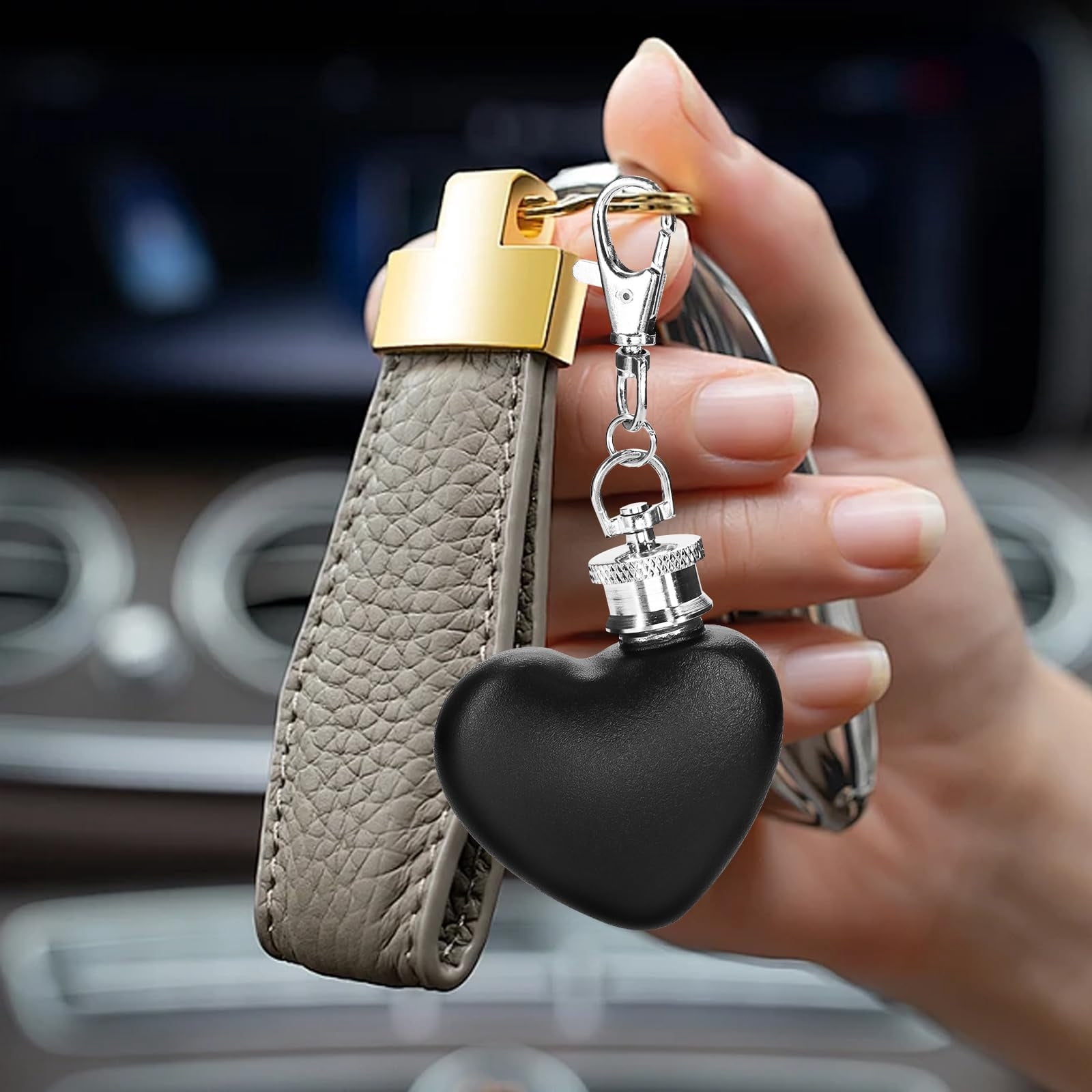 AuroraX Valentines Day Flask 1 Oz Black Stainless Steel Heart Liquor ...