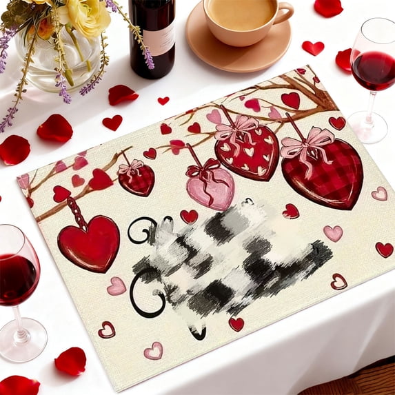 AuroraX Valentines Day Placemat 12"x18" Table Mat Decorative Love ...