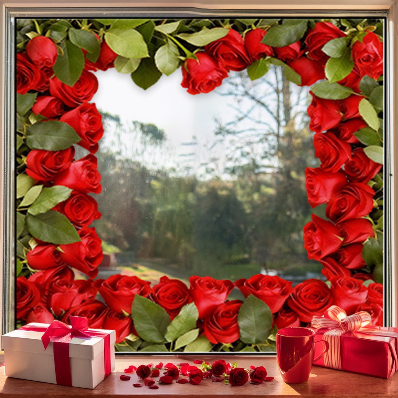 AuroraX Valentines Day Rose Window Clings Static Stickers Love Romantic ...