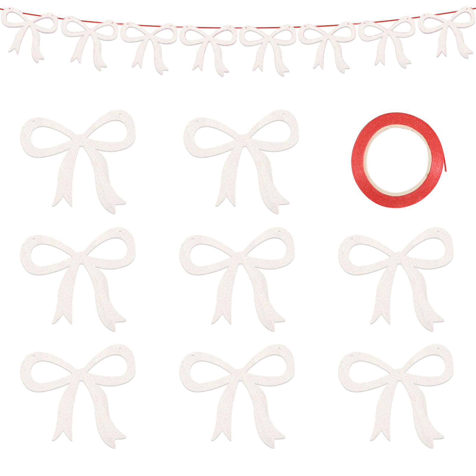 AuroraX Valentines Pink Bows Banners,Glitter Pink Bows Decor Birthday ...
