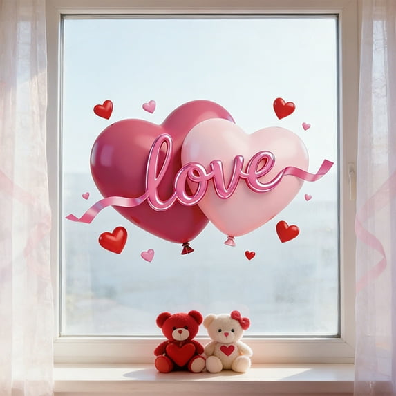 AuroraX Valentines Sticker Wall Window Stickers for Living Room,Heart ...