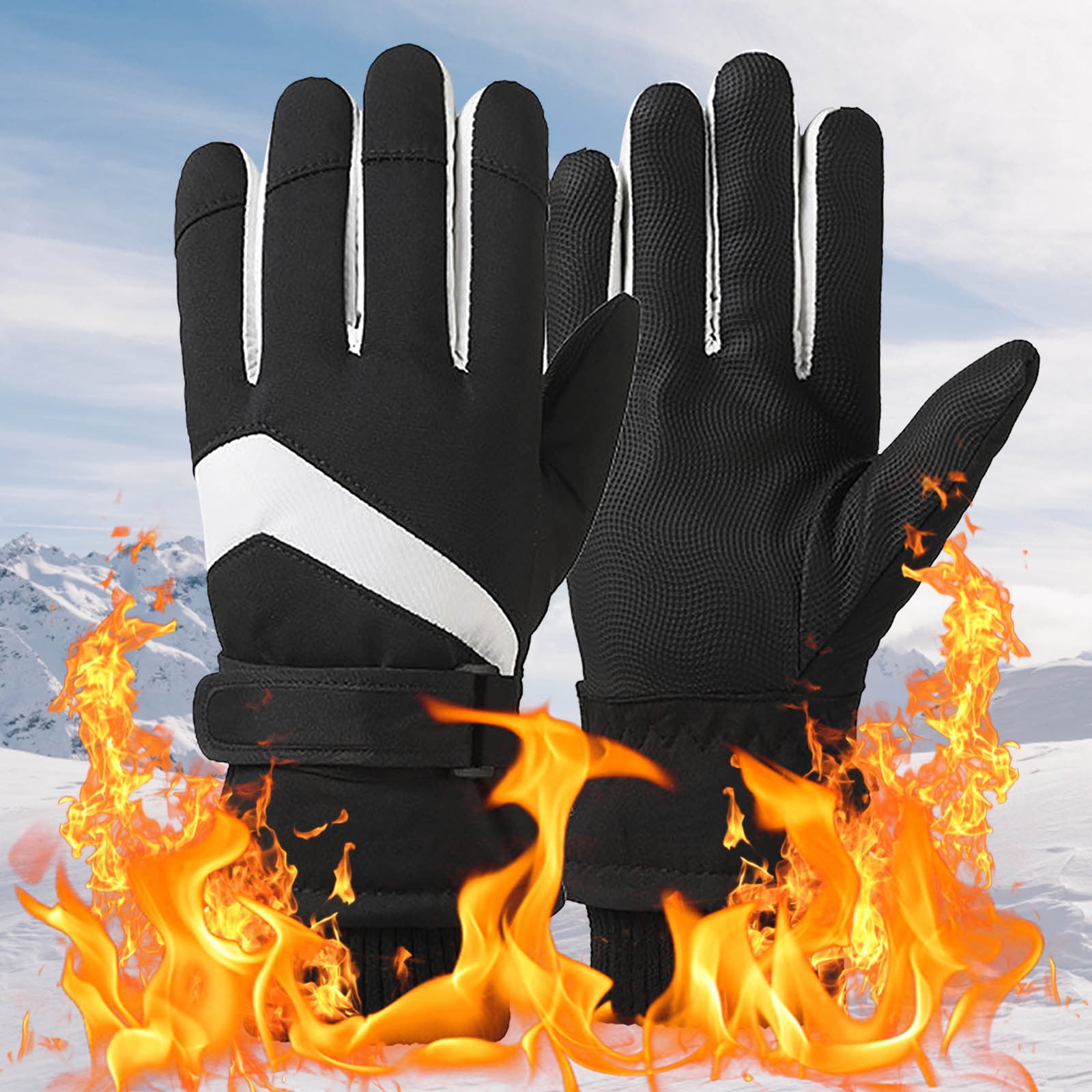 AuroraX Winter Ski Gloves Thermal Fleece Lined Warm Thick Waterproof ...