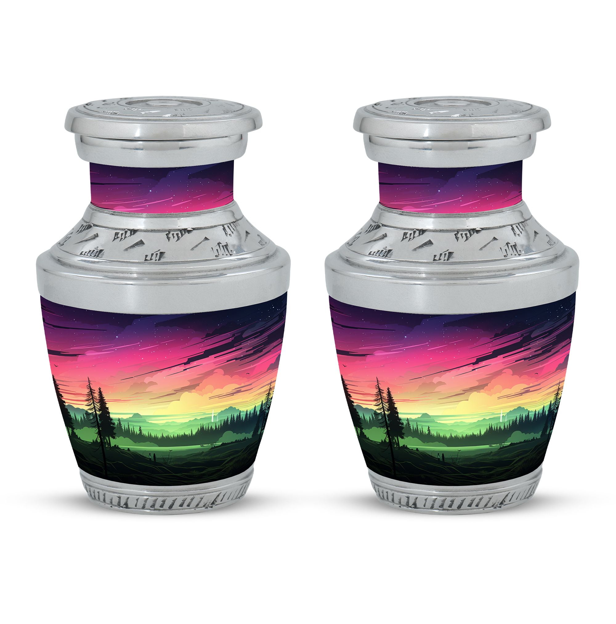 Auroral Night over Snowy Peaks - Small Keepsake Urn for Human Ashes ...