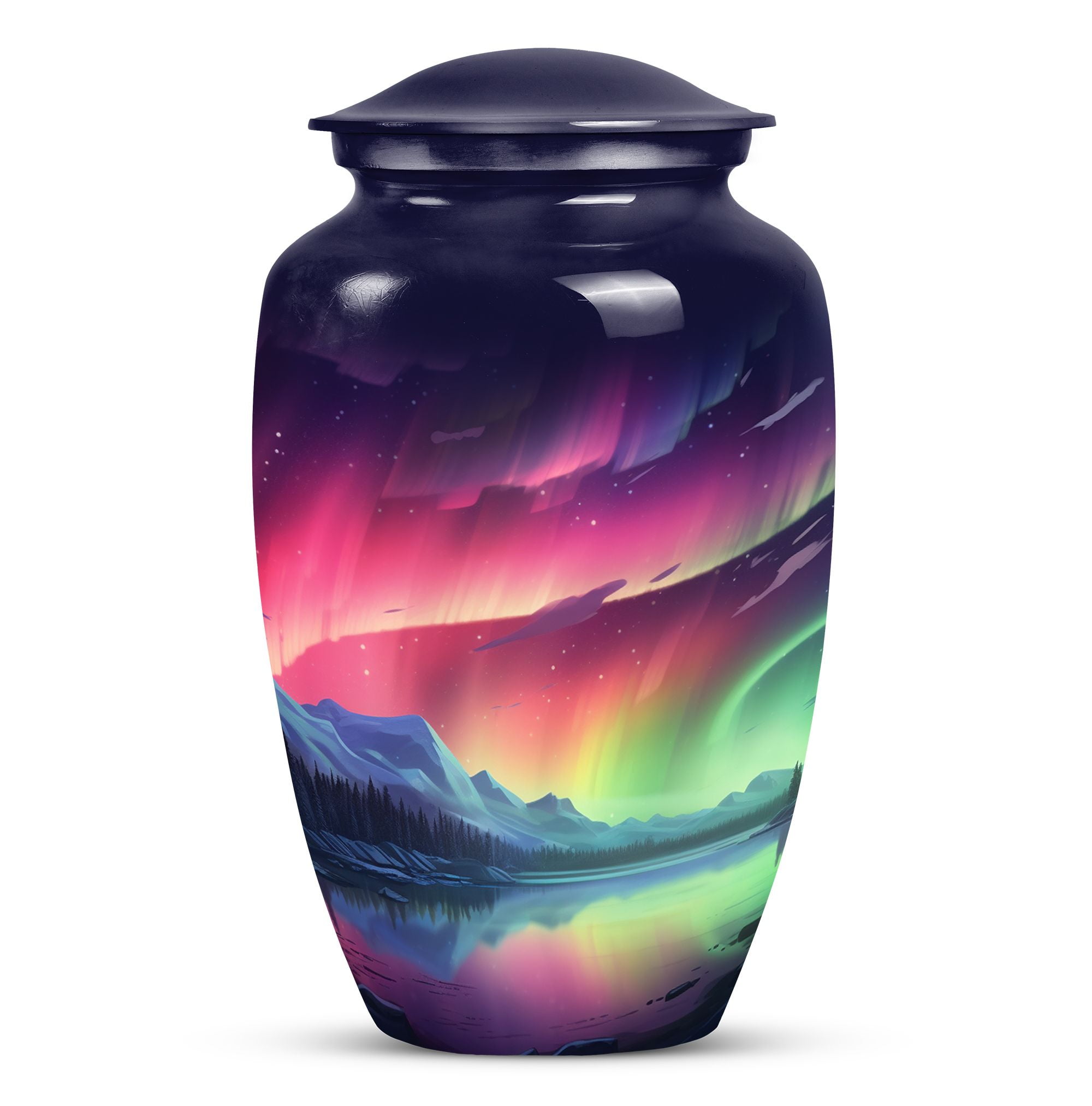 Auroral Splendor Over Peaceful Mountain Waters - Cremation Urns For ...