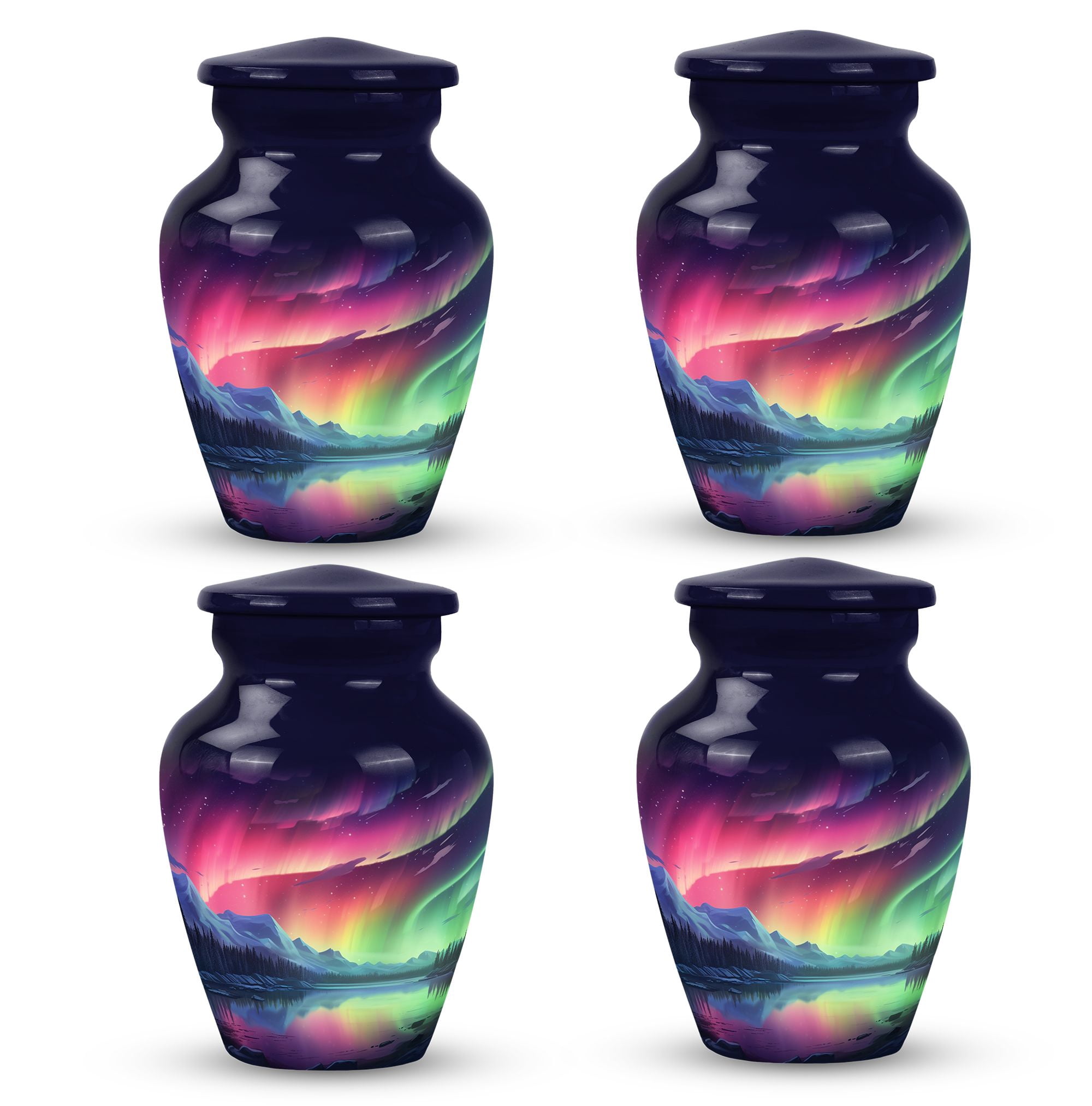 Auroral Splendor Over Peaceful Mountain Waters - Human Remains Urn ...