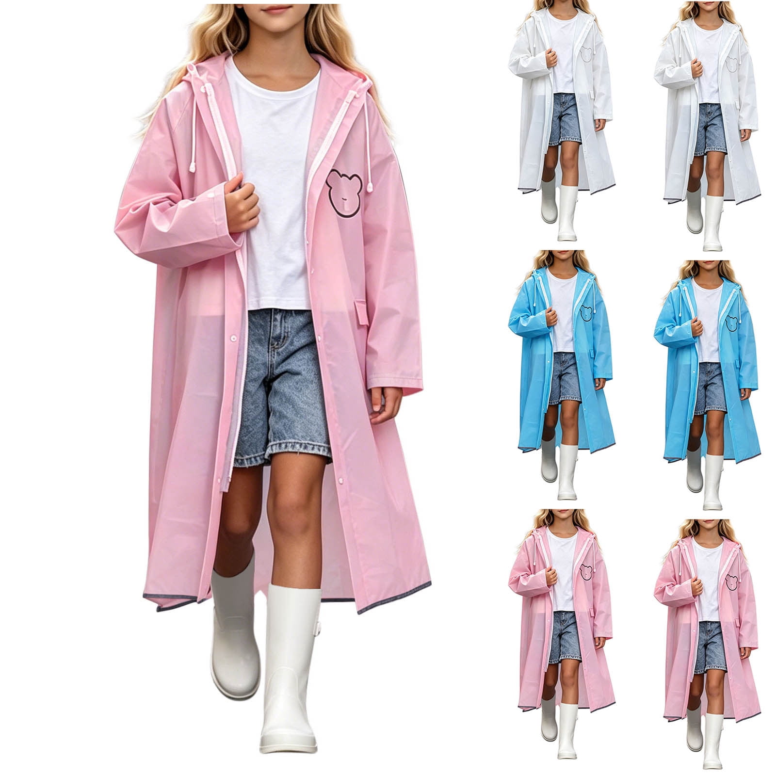 Auroural 3-14 year Rain Ponchos for Kids Kids Girls boys Rainwear ...