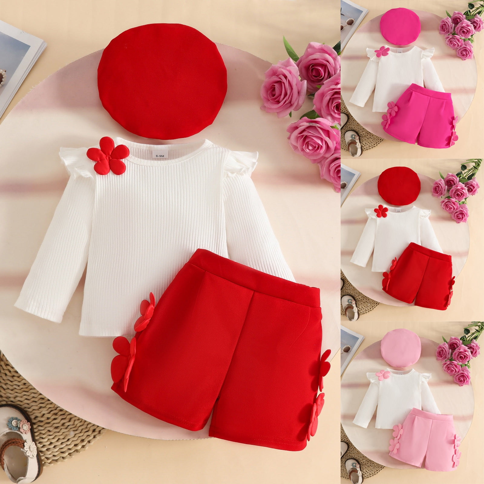 Auroural Baby Girls Clothes 6 To 9 Months Fall And Winter Solid Color ...