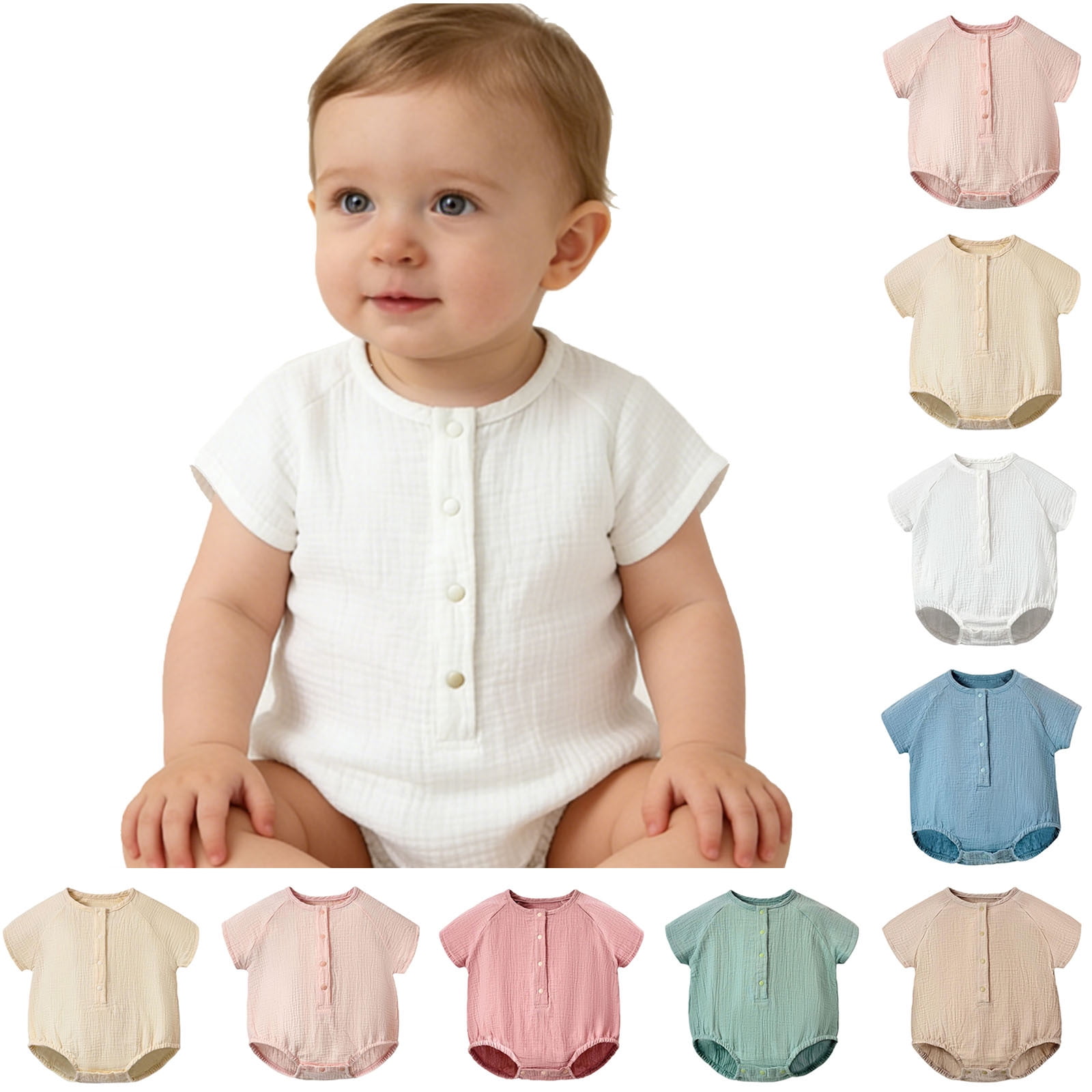 Auroural Boys 9-12 Month Clothes Onesies Baby Solid Color Short Sleeved ...
