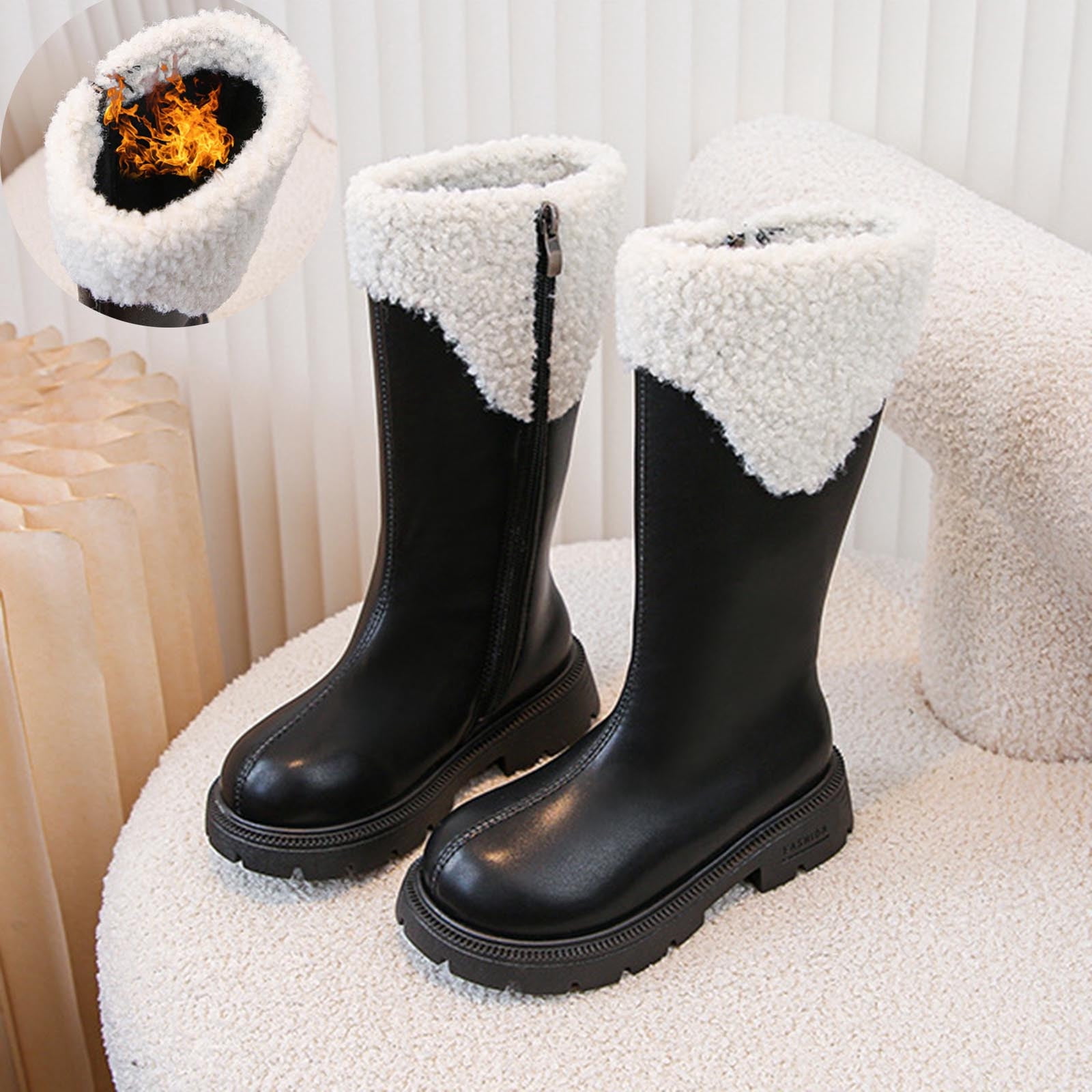 Auroural Big Girls Boots Size 1 Leather Girls Winter Boots Fall And ...