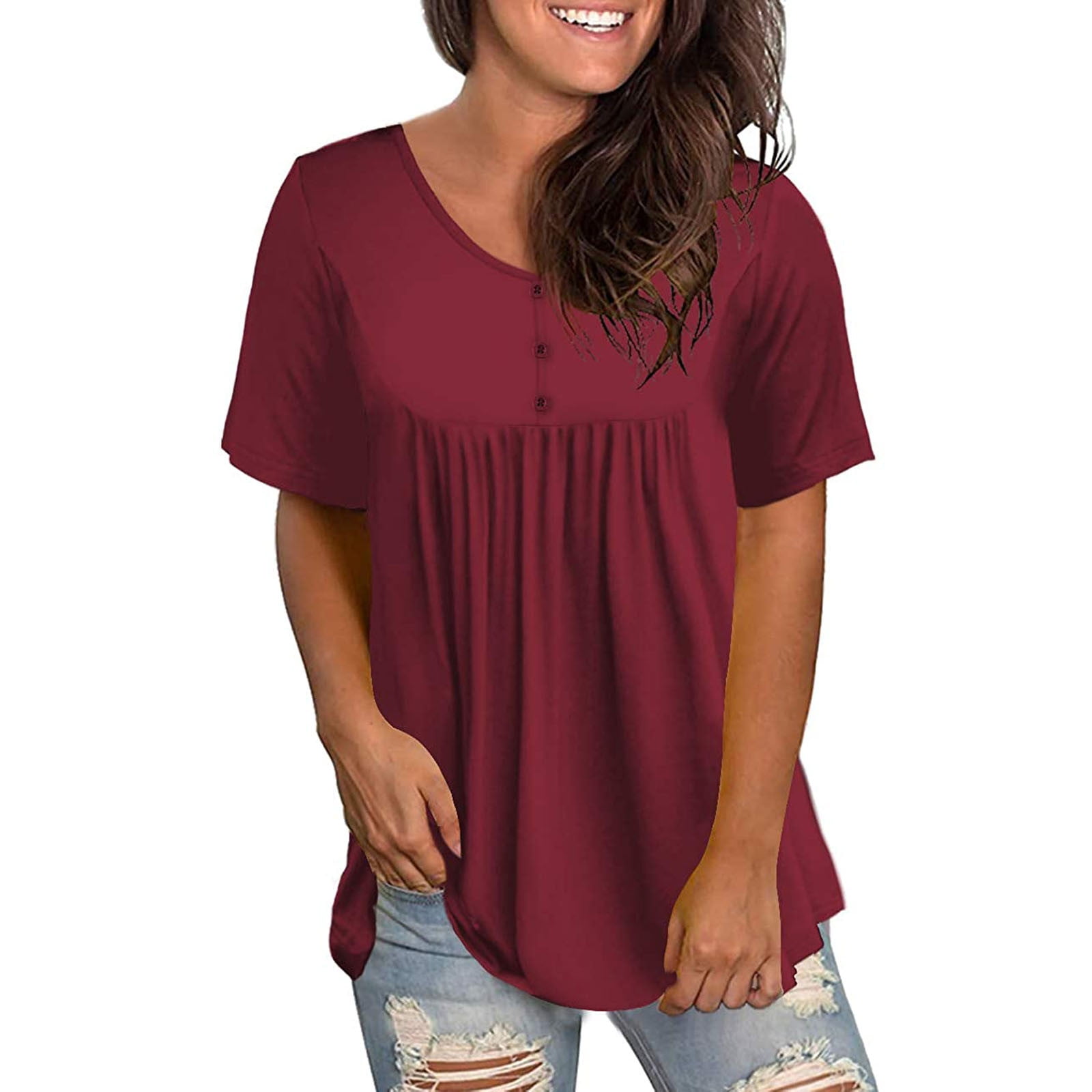 Auroural Clearance Womens Clothes Clearance Womens Summer Tops Short ...